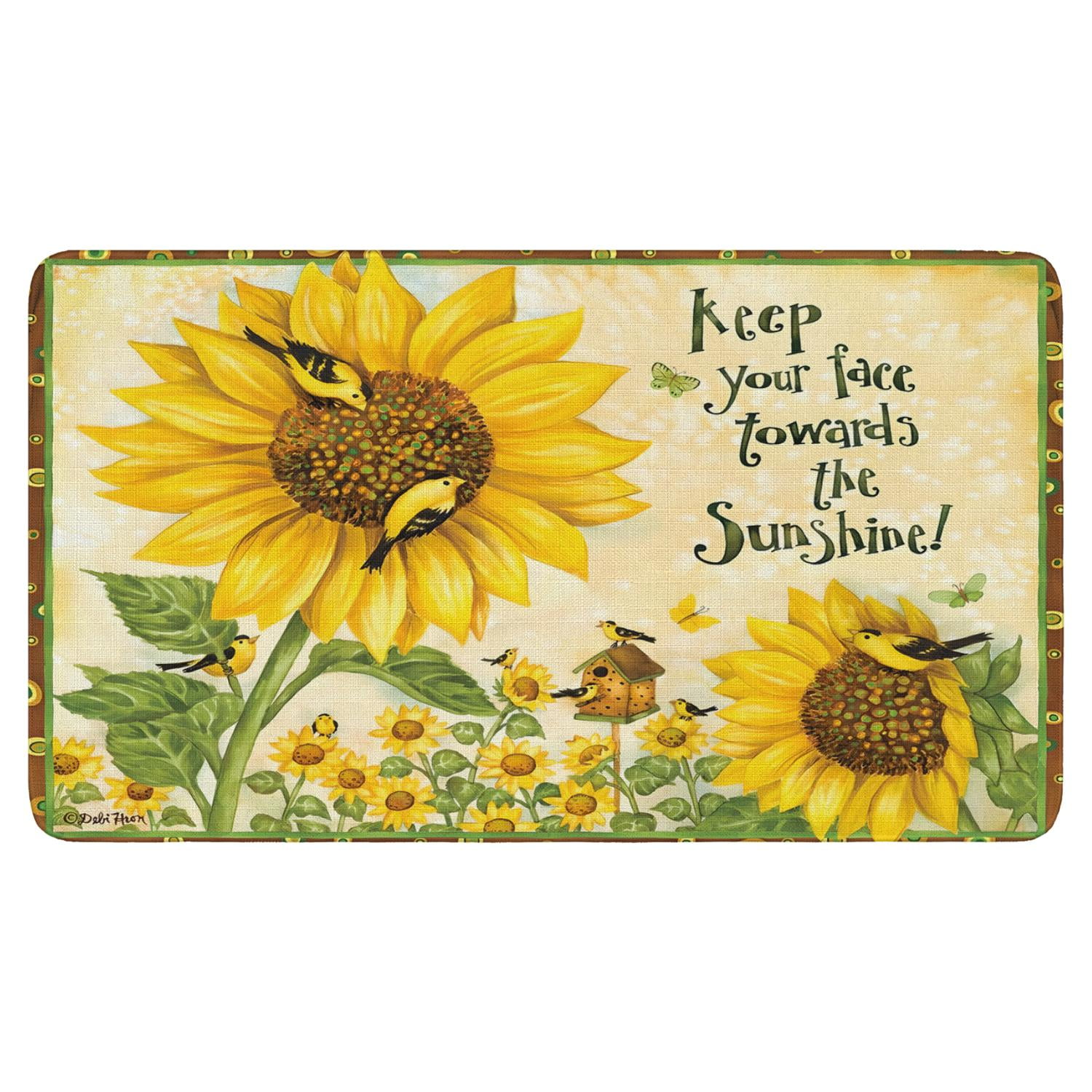 Sunflower Flowers on Yellow Background (4) Door Mat 30 X 17 Inch ...