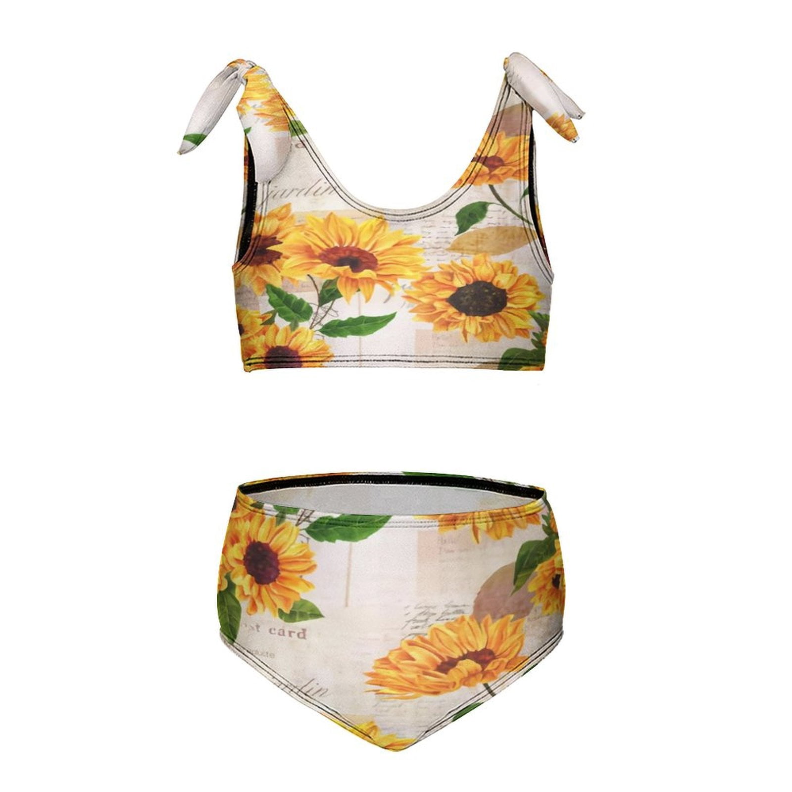 Sunflower Flowers on Old Fashioned Letters Romantic Girl's 2 Piece ...