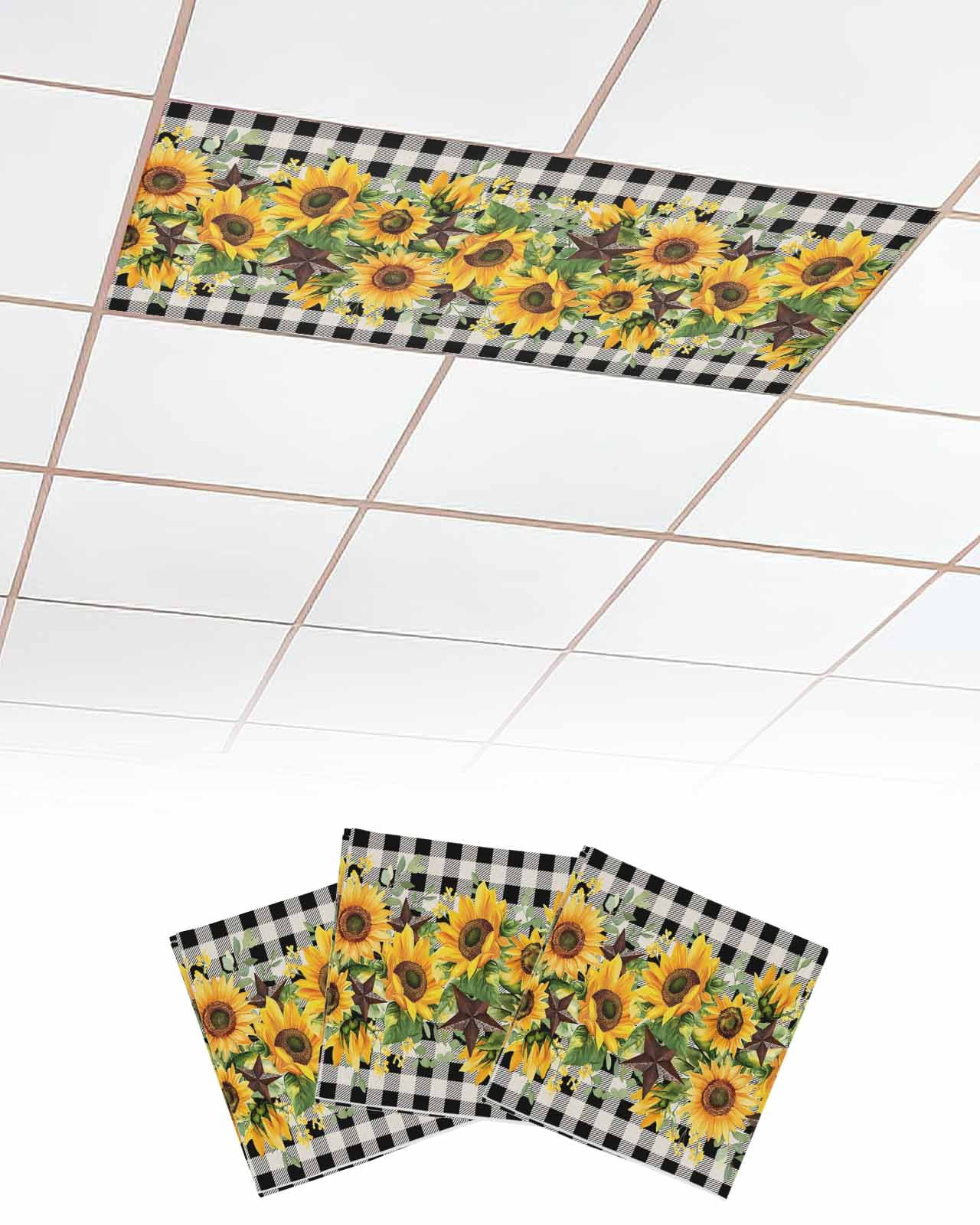 Sunflower Fluorescent Light Covers for Ceiling Lights 4x2 feet,3 Pack ...