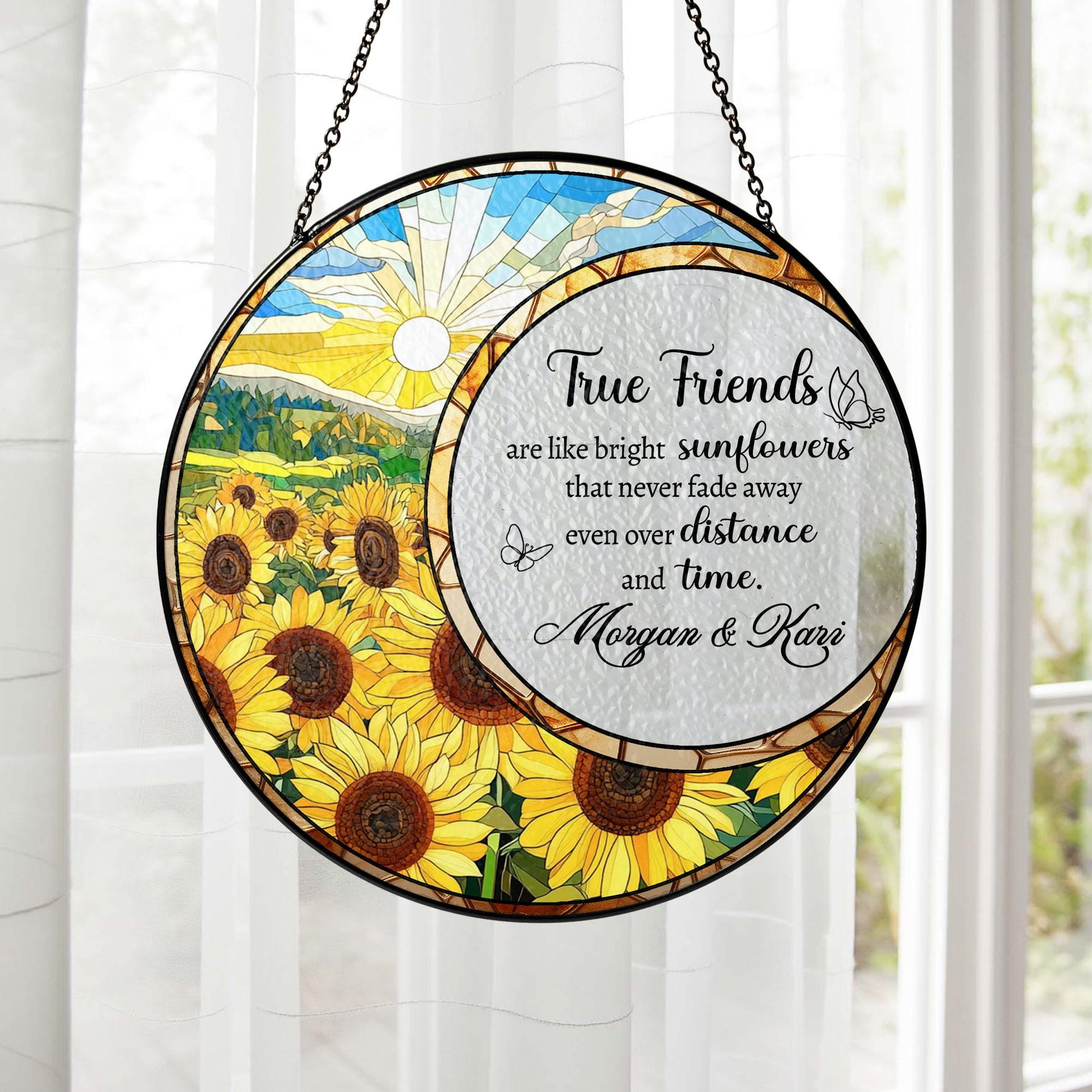 Sunflower Friendship Suncatcher Stained-Glass-Style Acrylic Window ...