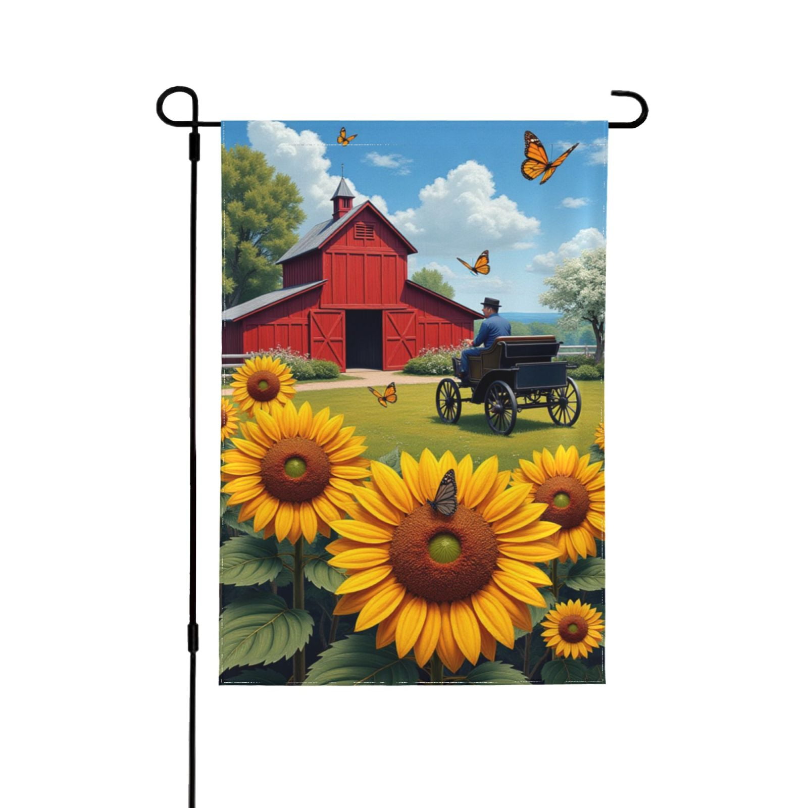 Sunflower Garden Flag 12x18 Inch Double SidedVintage Farmhouse Scene ...