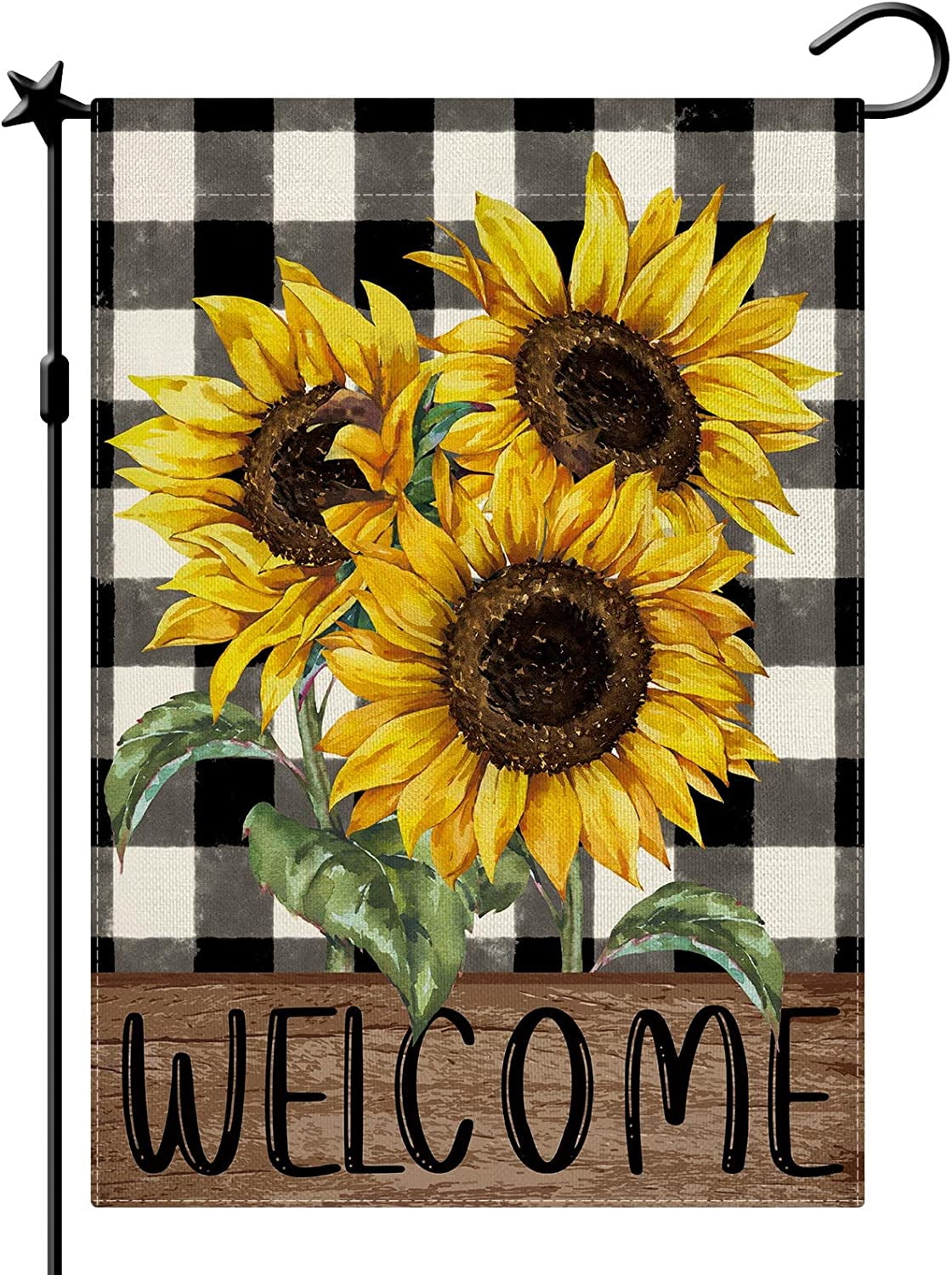Sunflower Garden Flag, Buffalo Floral Welcome Garden Flag, Spring ...