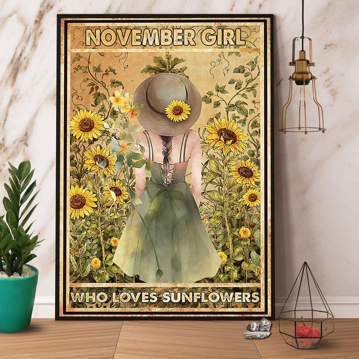 Sunflower Girl November Girl Who Loves Sunflowers Paper Poster No Frame ...