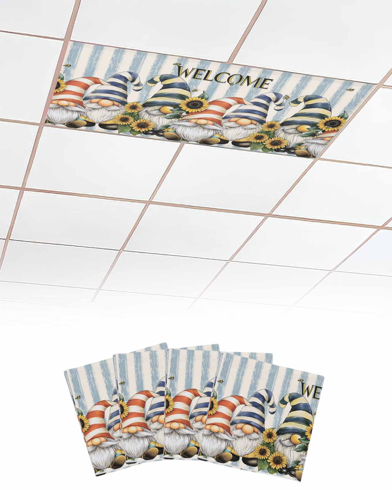 Sunflower Gnomes Fluorescent Light Covers for Ceiling Lights 4x2 feet,4 ...