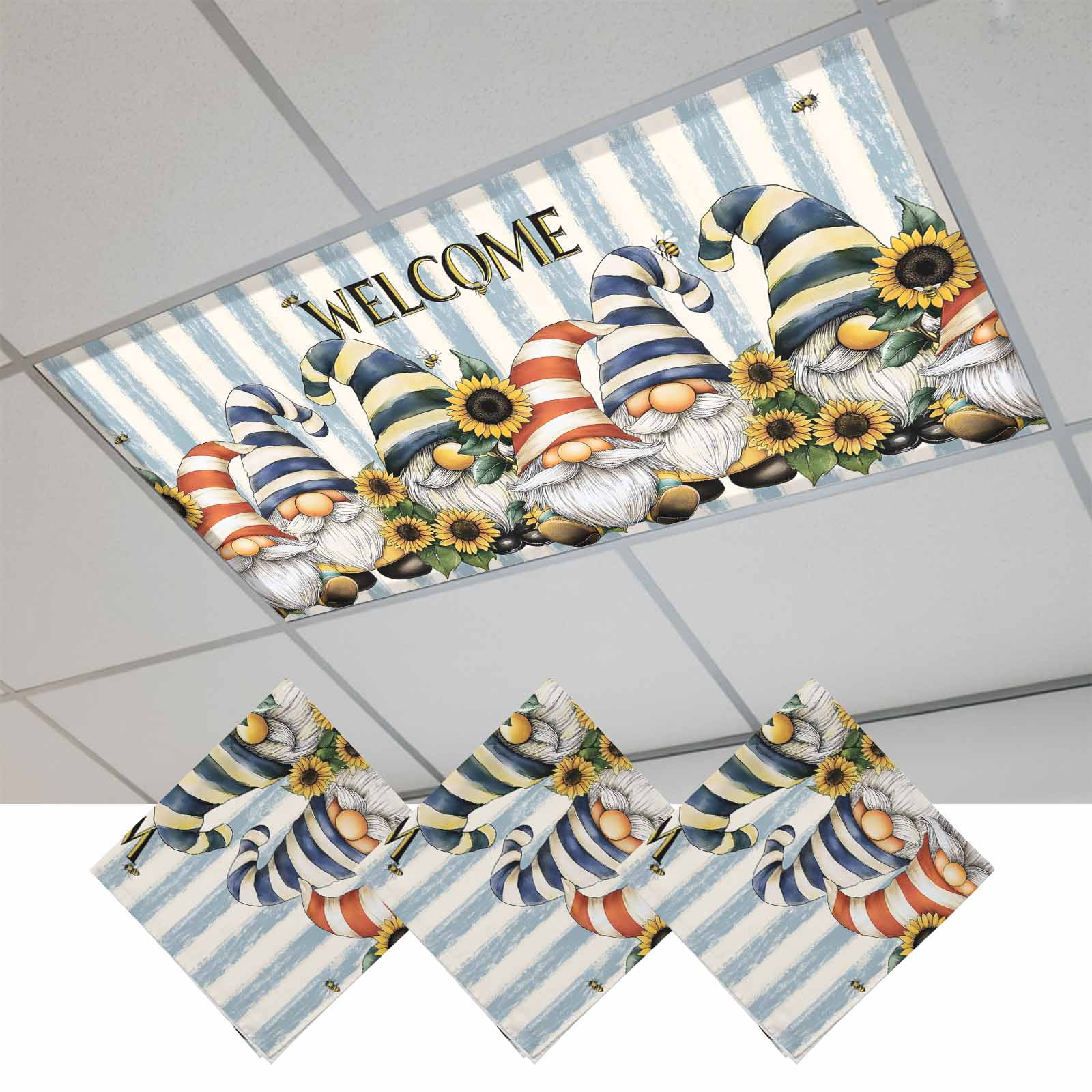 Sunflower Gnomes Magnetic Fluorescent Light Covers for Ceiling Lights ...
