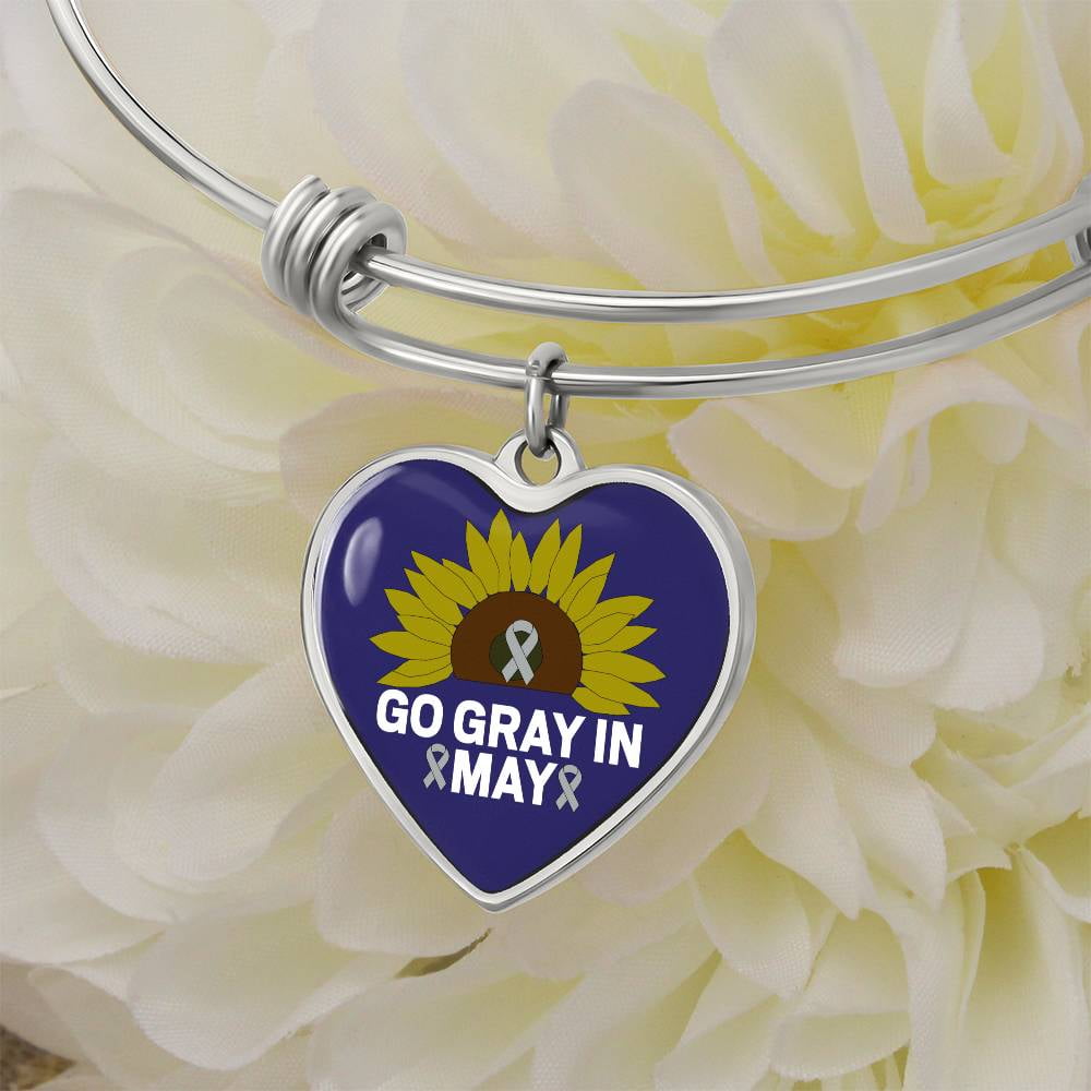 Sunflower Go Gray in May Bangle Bracelet - Brain Cancer Rainbow ...