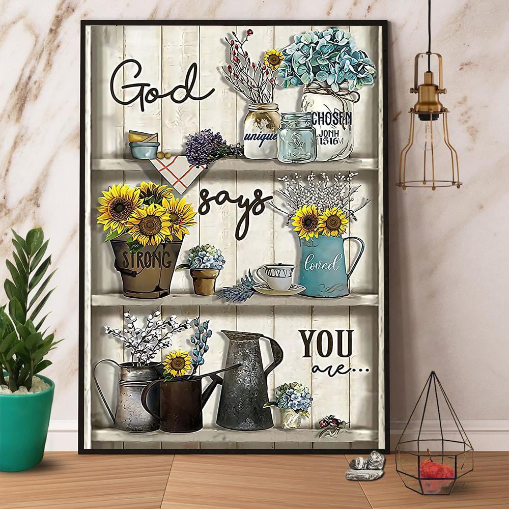 Sunflower God Says You Are Satin Poster Wall Art Decor 11 x 17 Inch ...