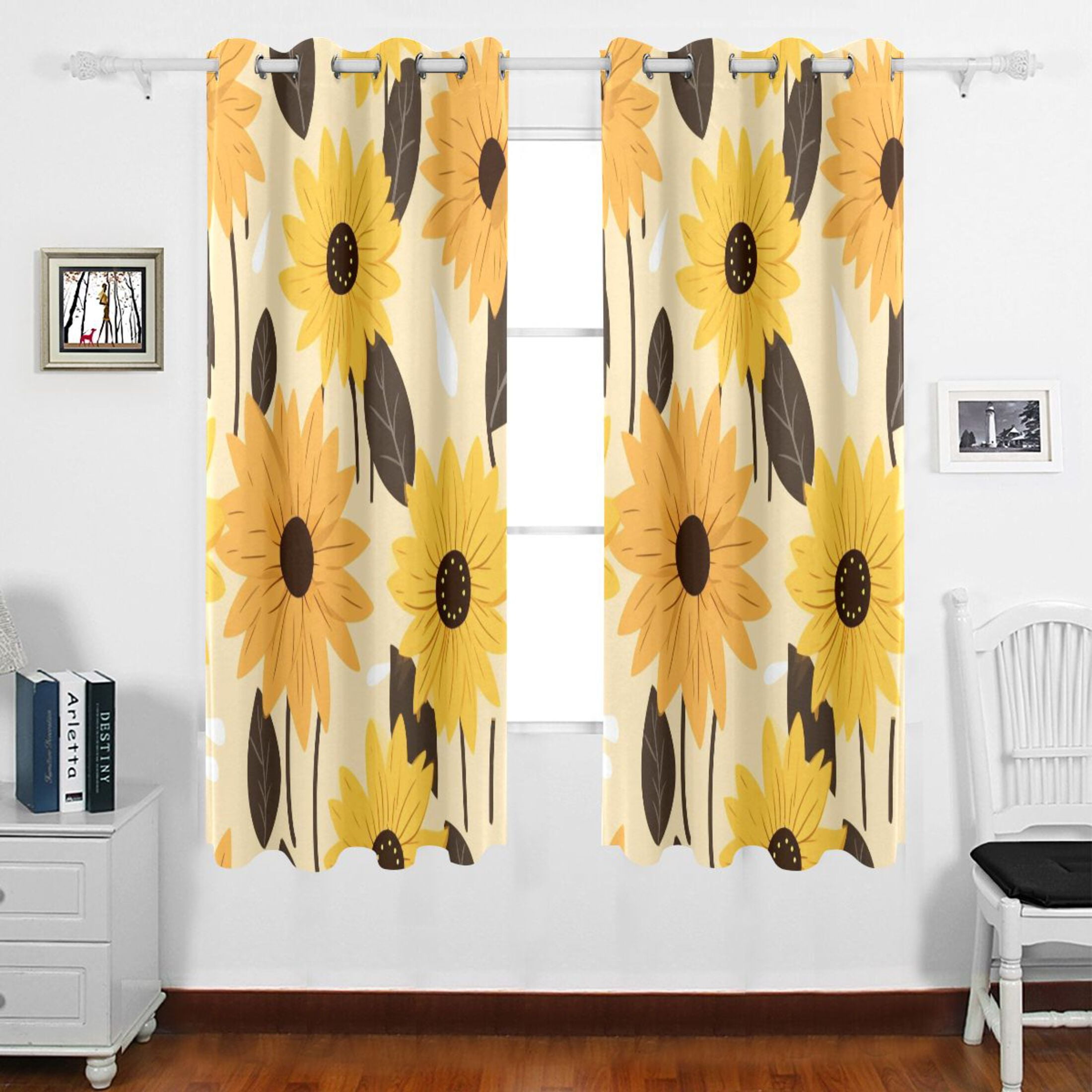Sunflower Grommet Blackout Curtains Thermal Insulated Window Curtain ...