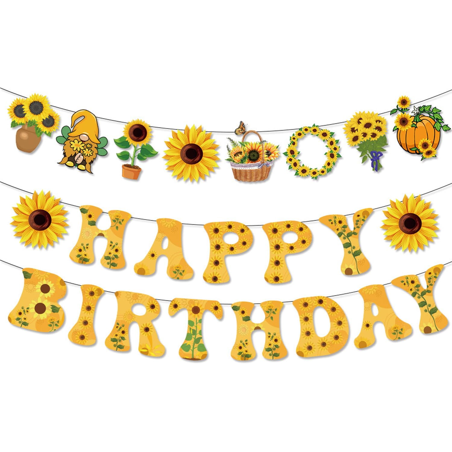 Sunflower Happy Birthday Banner, Happy Birthday Banner Letters Garland ...