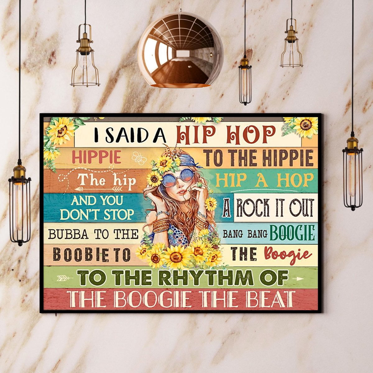 Sunflower Hippie Girl I Said A Hip Hop To The Hippie Paper Poster No ...