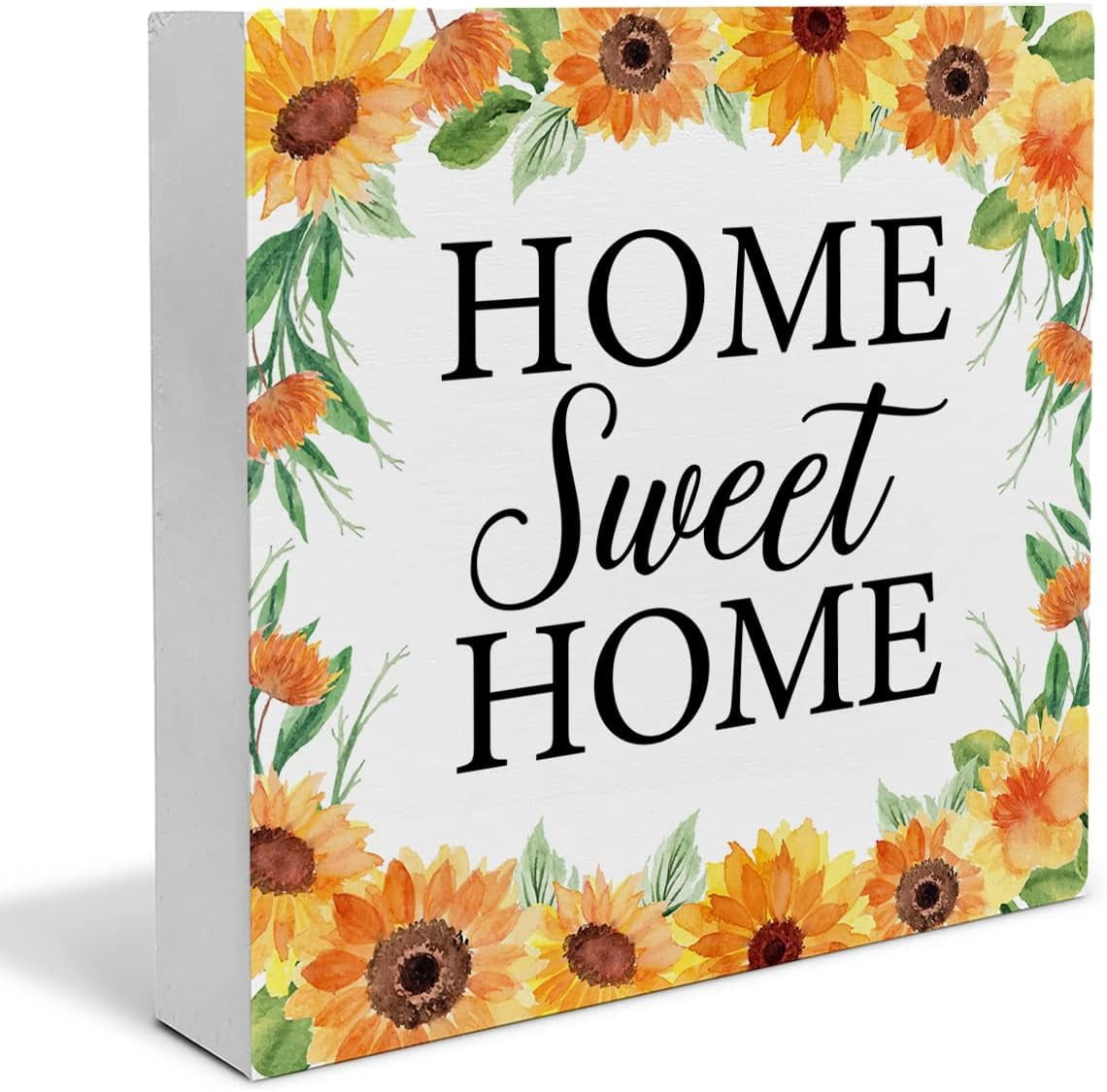 Sunflower Home Sweet Home Wood Box Sign Art Desk Decor Farmhouse Wood ...