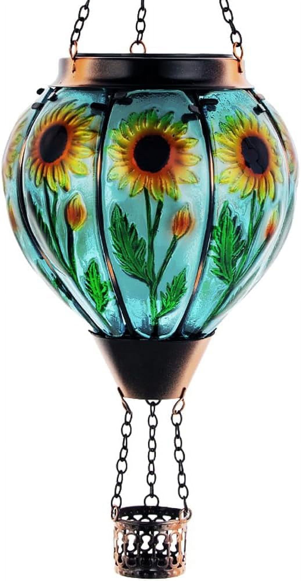 Sunflower Hot Air Balloon Solar Lantern Glass Outdoor Hot Air Balloon ...