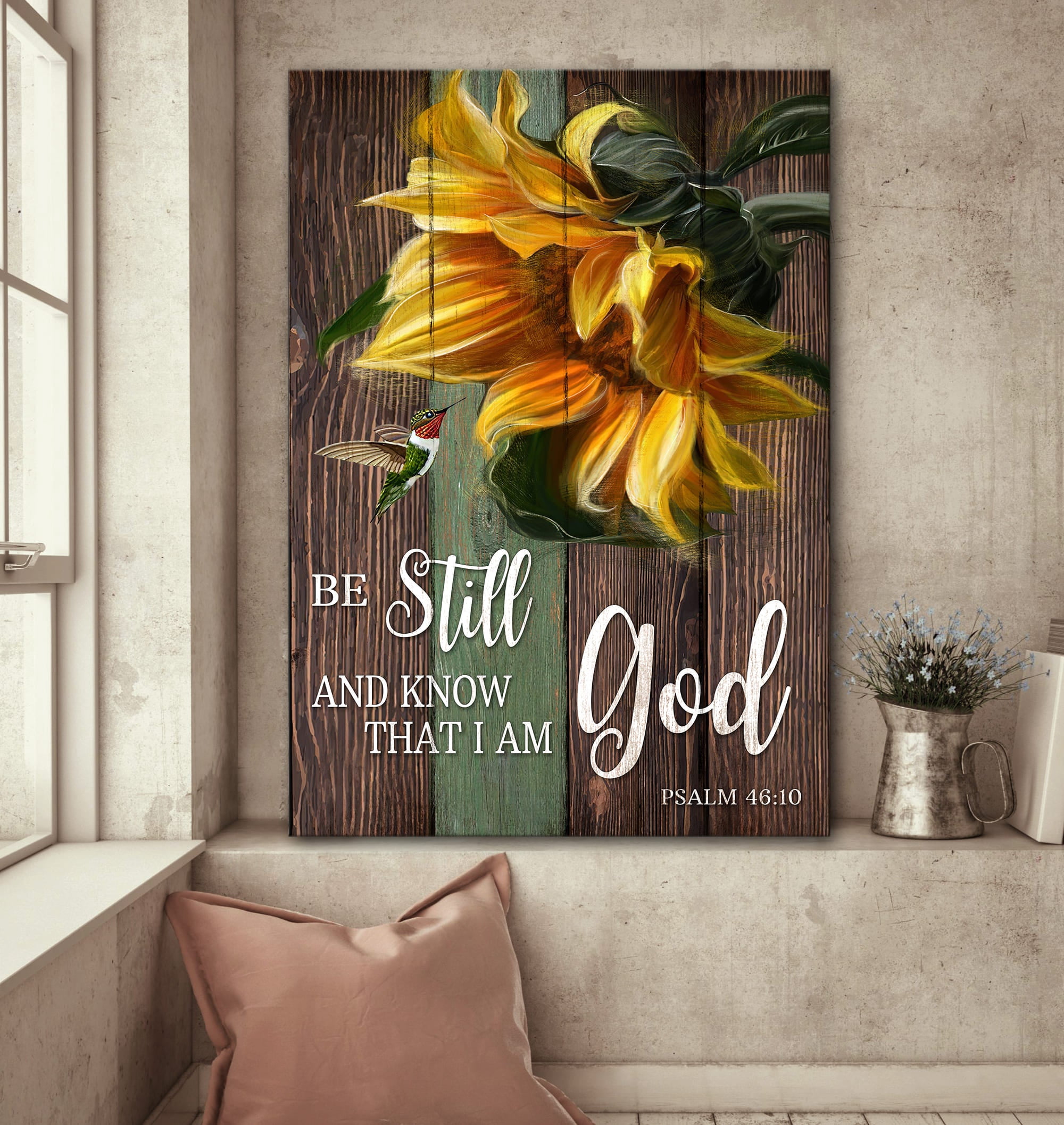Sunflower Hummingbird Still Painting Be Still And Know That I Am God ...