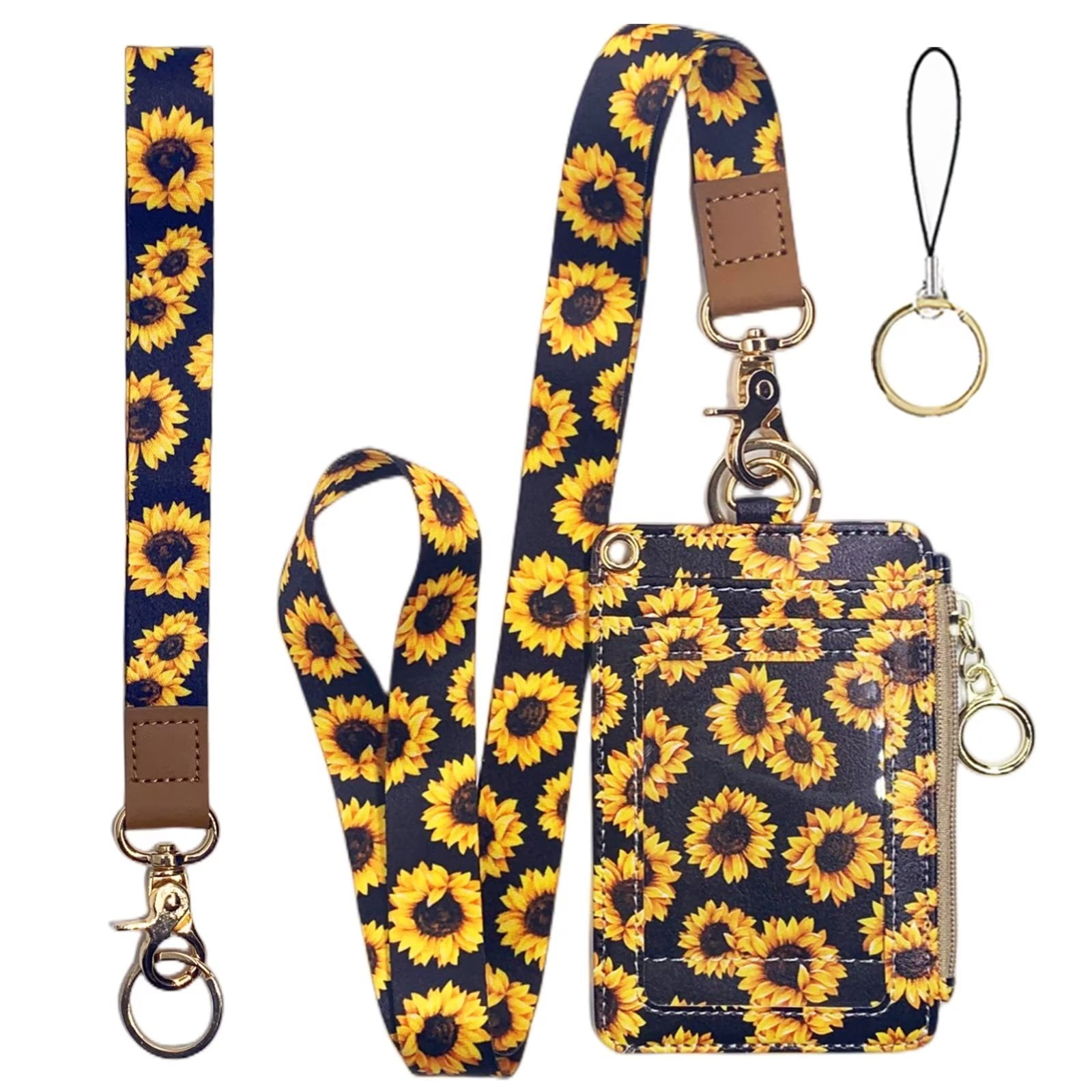 Sunflower Id Badge Holder with Lanyard, Cute Name Badge Holder,Flower ...