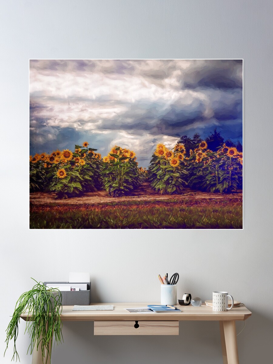 Sunflower Impression Poster Wall Art, Modern Wall Decor For Living Room ...