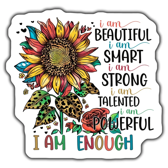 Sunflower Inspirational Sticker, Motivational Quote Decal, Positive ...