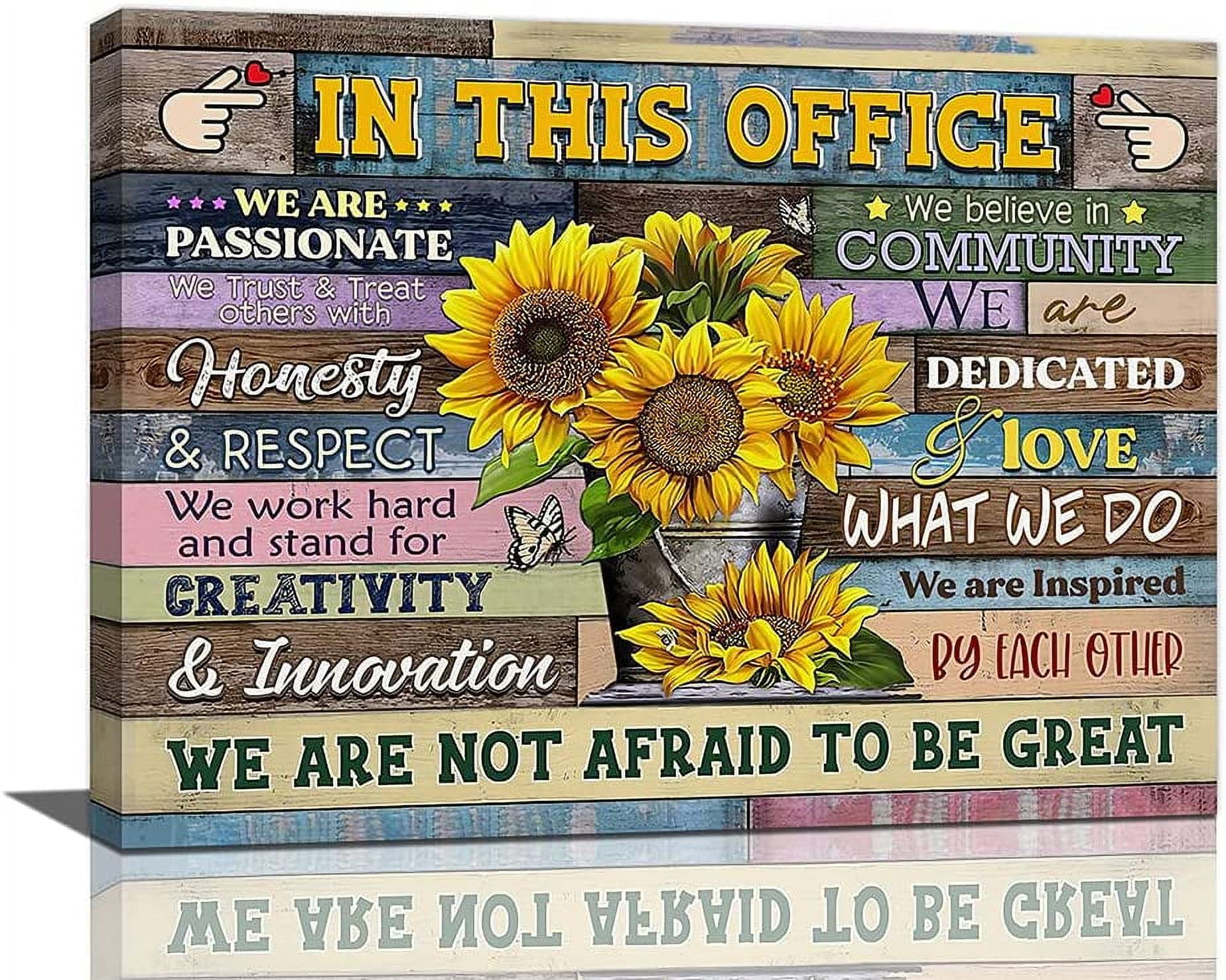 Sunflower Inspirational Wall Art For Office Motivational Wall Art For ...