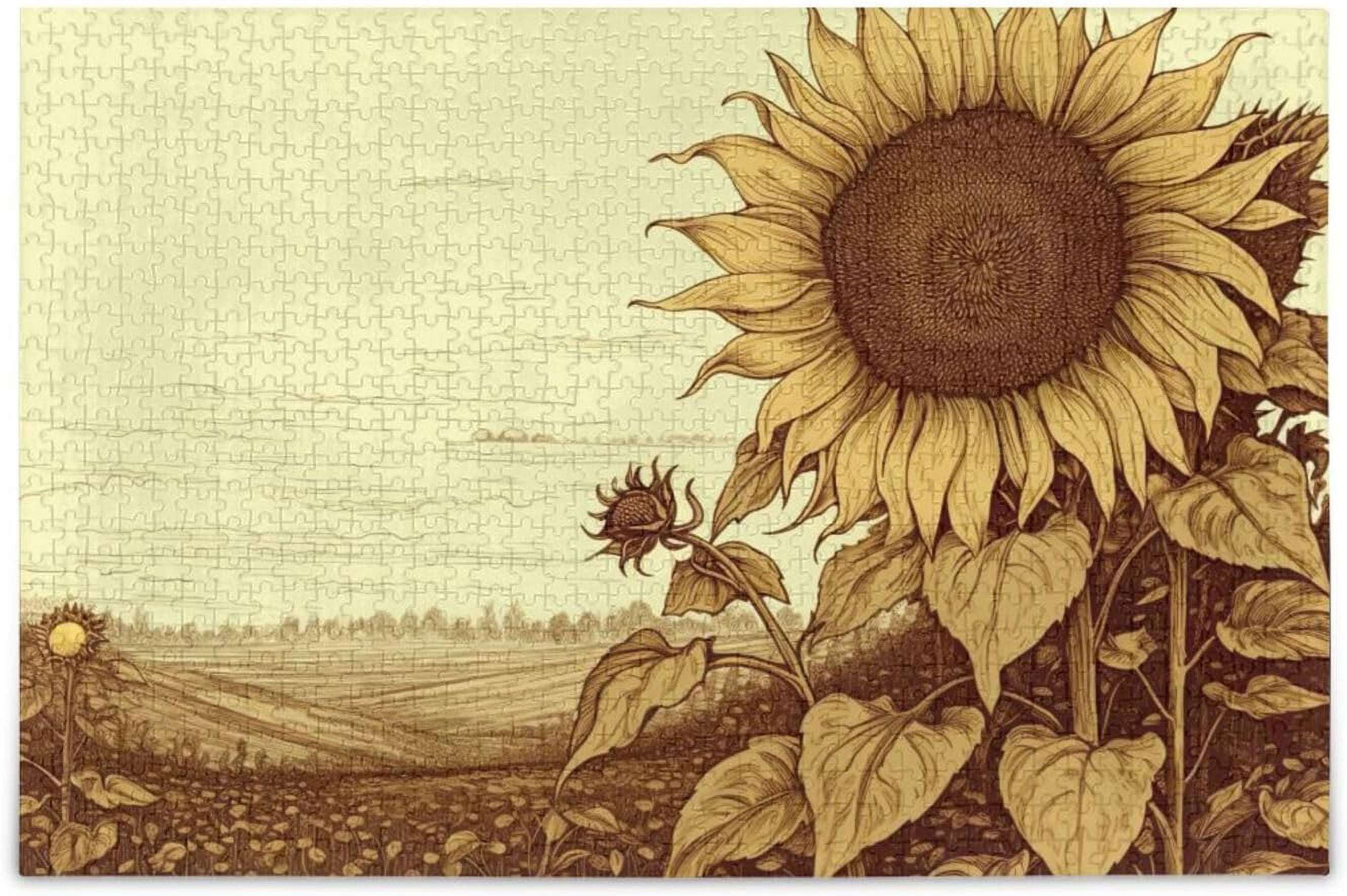 Sunflower Jigsaw Puzzles for Adults 1000 Pieces, Die-Cut Puzzle Pieces ...