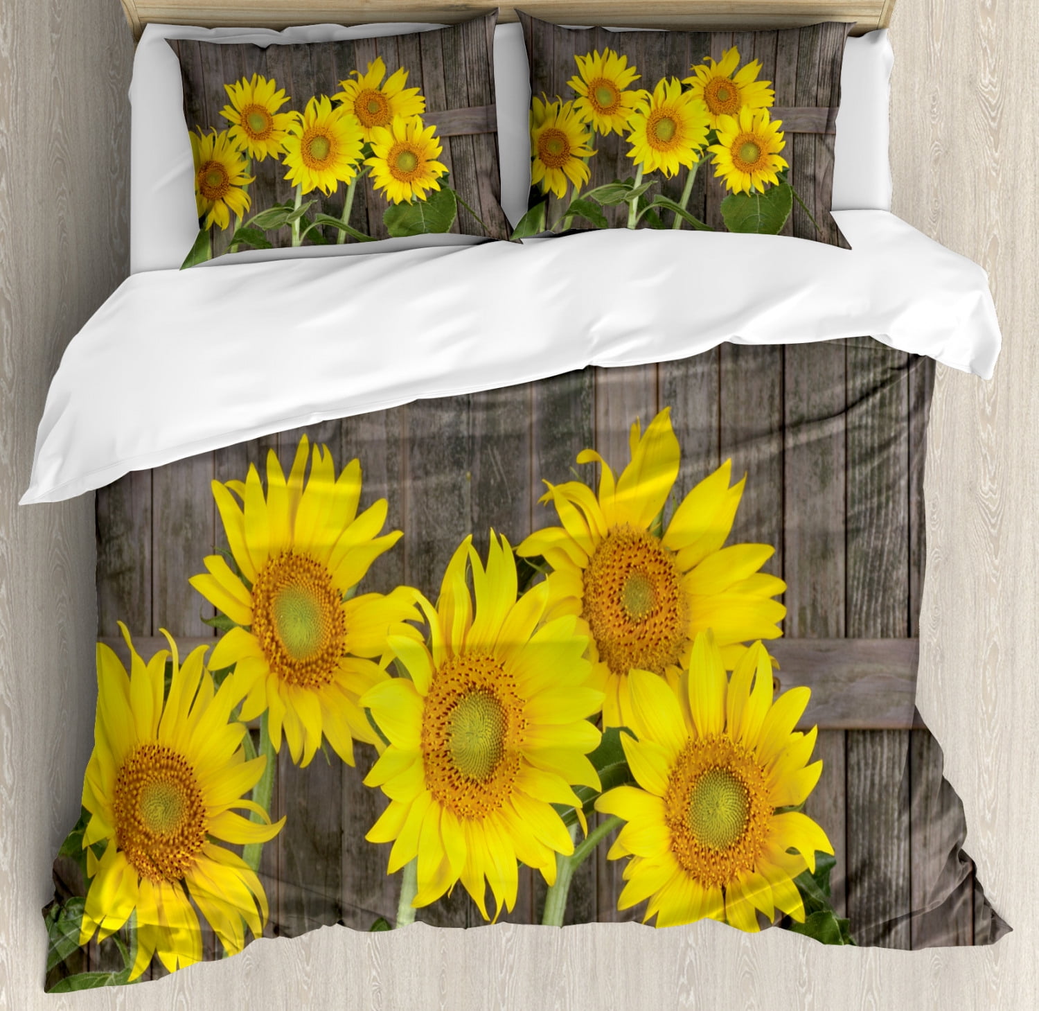 Sunflower King Size Duvet Cover Set, Helianthus Sunflowers Against ...