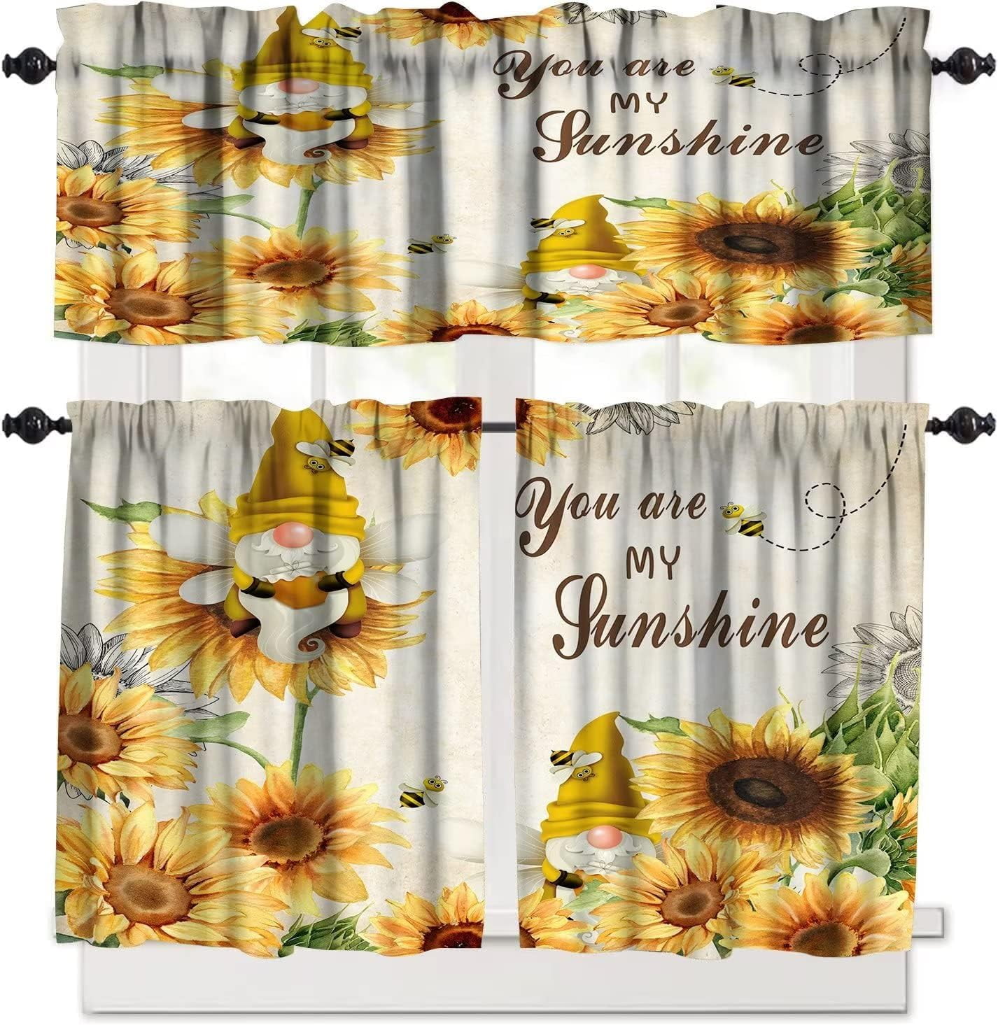 Sunflower Kitchen Curtain Tiers and Valance Curtain Sets Sunflower ...
