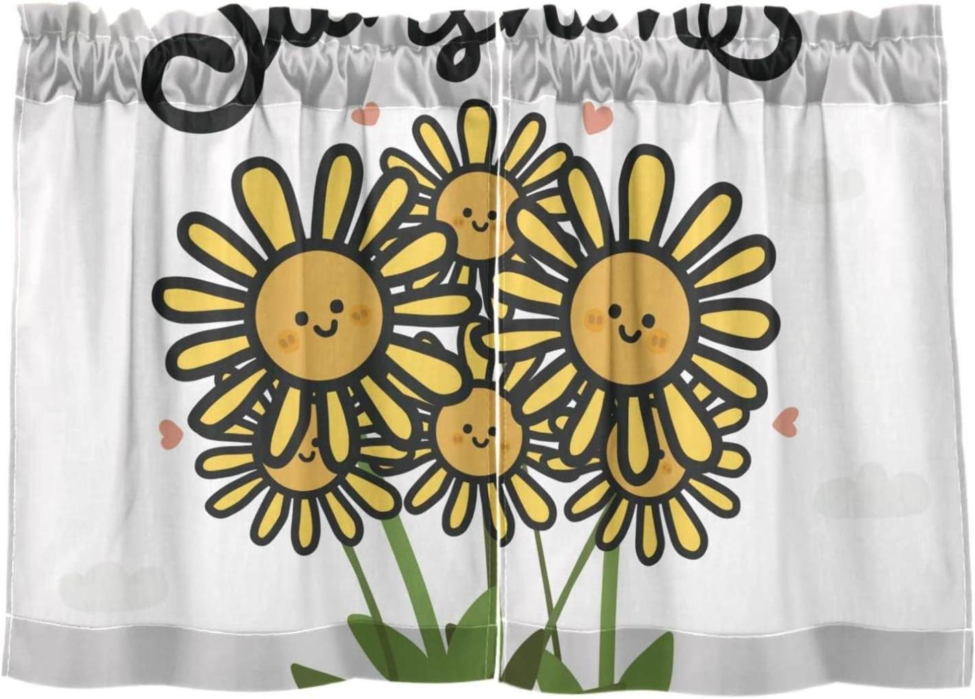 Sunflower Kitchen Curtains 2 Panels UV Protected Tier Curtains, Half ...