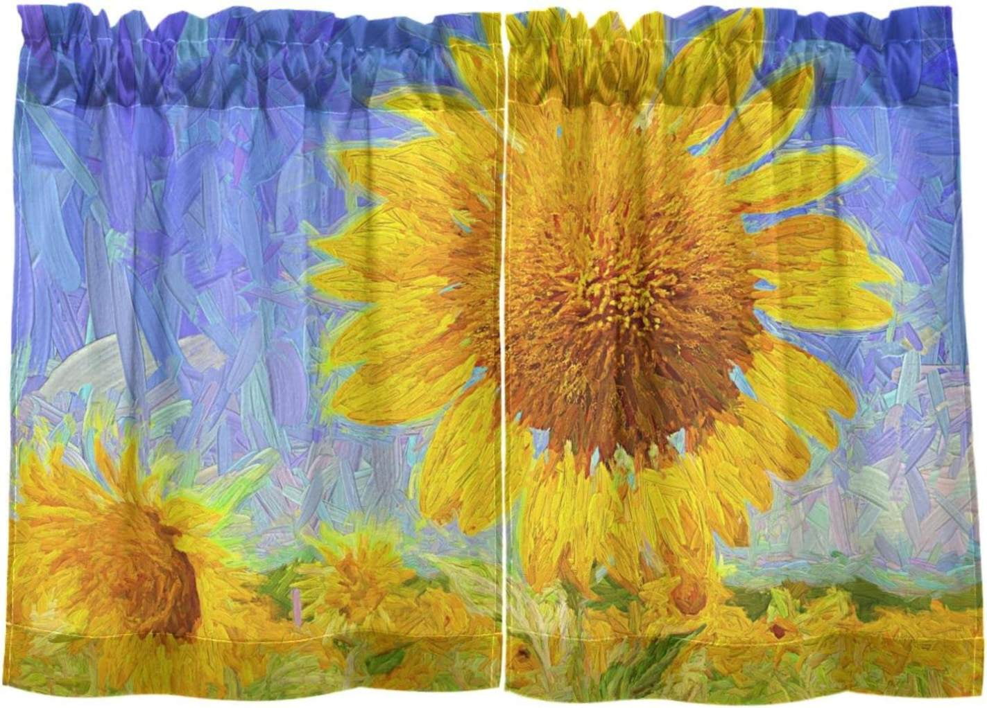 Sunflower Kitchen Curtains 2 Panels UV Protected Tier Curtains, Half ...