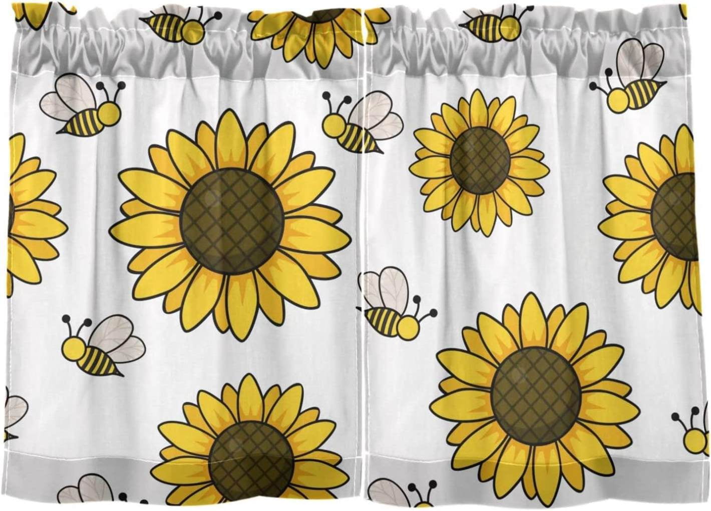Sunflower Kitchen Curtains 2 Panels UV Protected Tier Curtains, Half ...