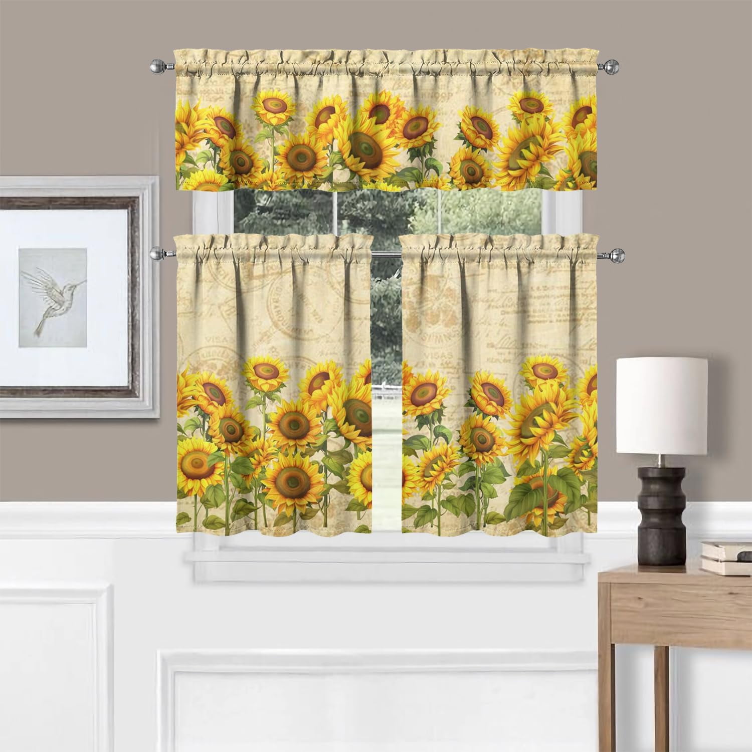 Sunflower Kitchen Curtains Sets for Windows Summer Sink Window Valance ...