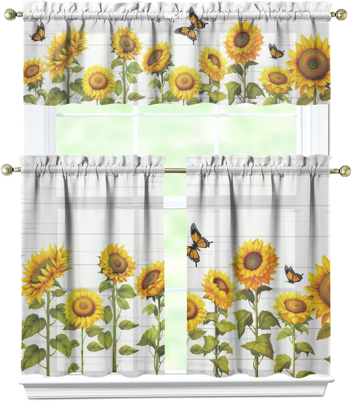 Sunflower Kitchen Curtains,Sunflower Kitchen Curtains Sets for Windows ...