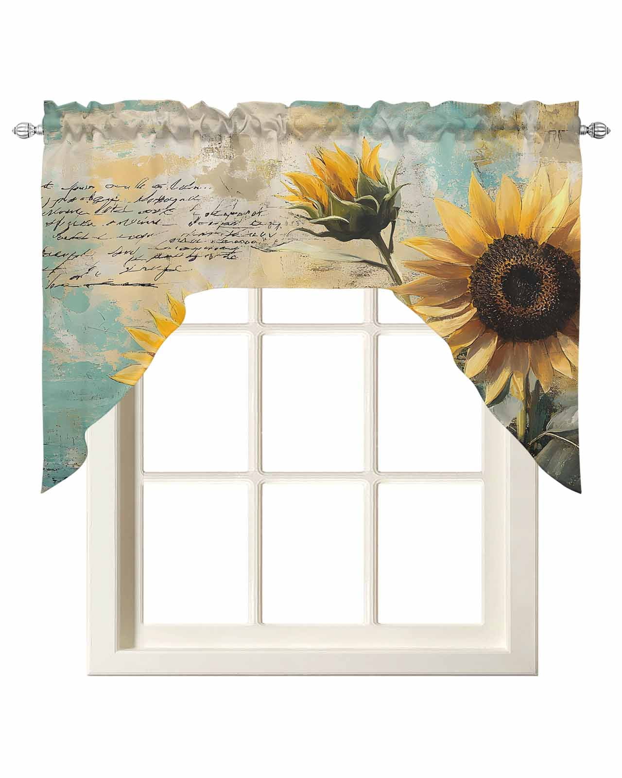Sunflower Kitchen Curtains Swag Valance for Windows/Bathroom/Cafe ...
