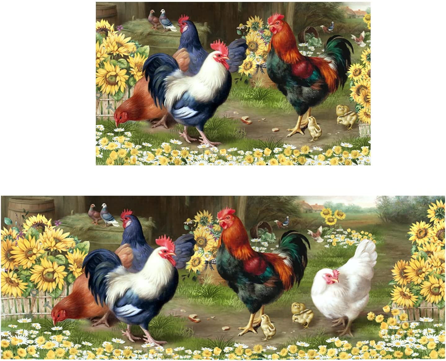 Sunflower Kitchen Decor Rug Set of 2, Farmhouse Country Kitchen Rugs ...