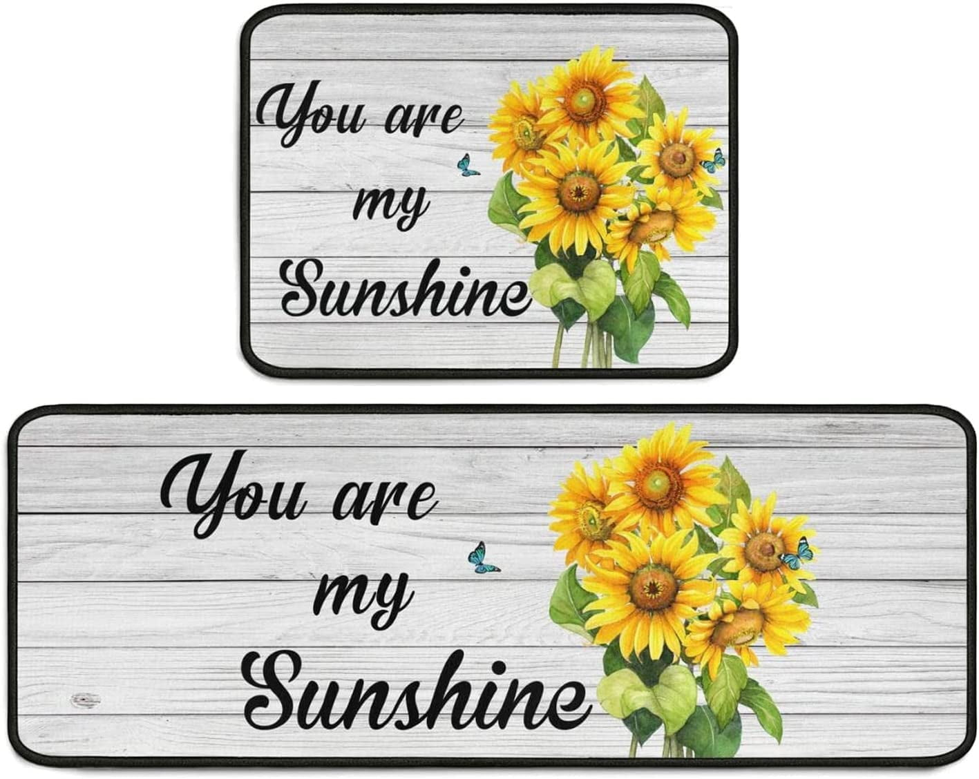Sunflower Kitchen Decor Rug Set 2 Pieces Waterproof Runner Rugs ...
