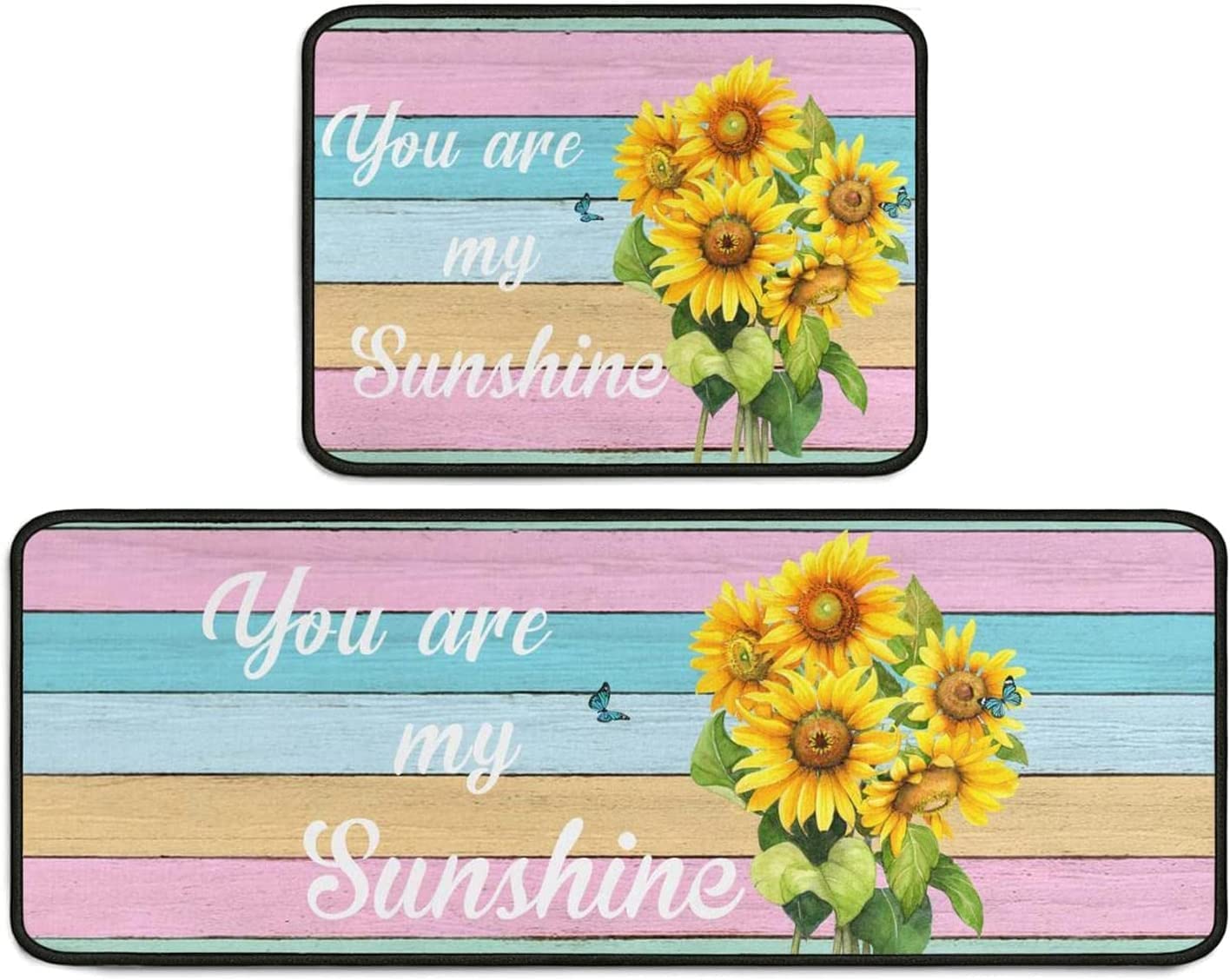 Sunflower Kitchen Decor Rug Set 2 Pieces Waterproof Runner Rugs ...