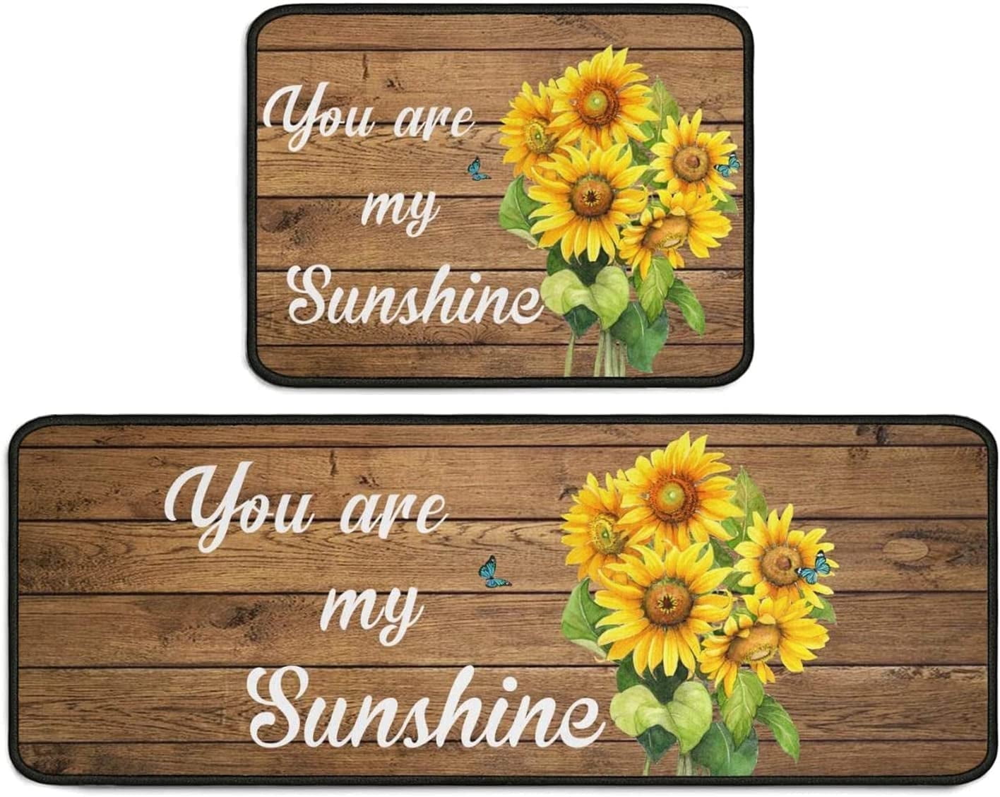 Sunflower Decor Kitchen Rug Set, 2 Pieces, Waterproof, Washable, Non ...