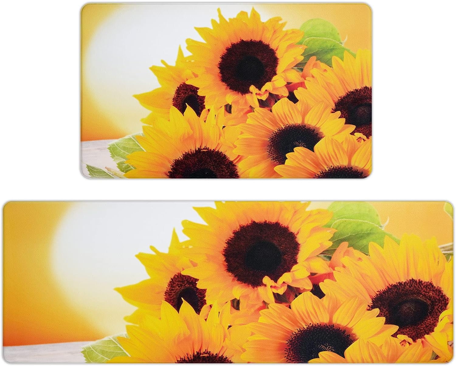 Sunflower Kitchen Mat Set Anti Fatigue 2 Piece, Floral Kitchen Rugs and ...