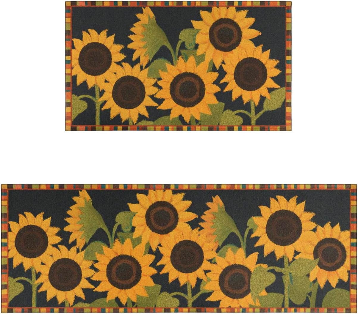 Sunflower Kitchen Rug and Sets Set of 2 Non Skid Washable mat for ...