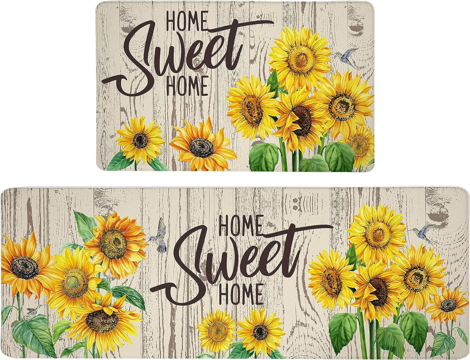 Sunflower Kitchen Rugs 2PCS Cushioned Anti Fatigue Yellow Vintage ...