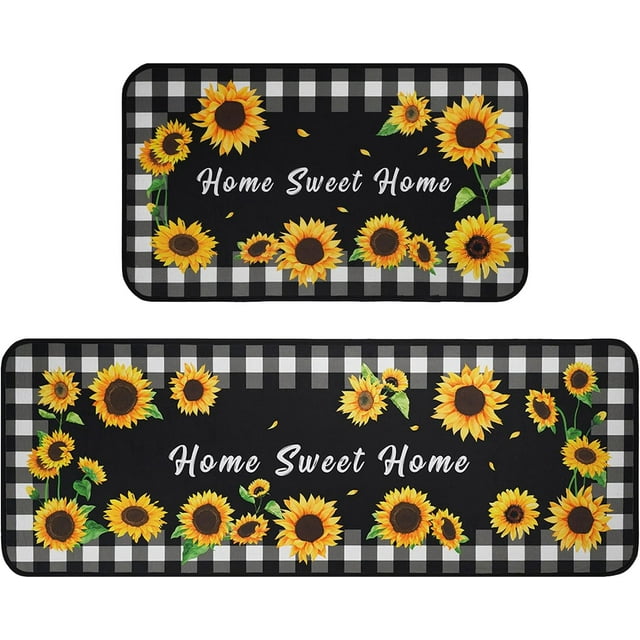 Farmhouse Sunflower Kitchen Rugs Set of 2, Anti-Fatigue Mat with ...