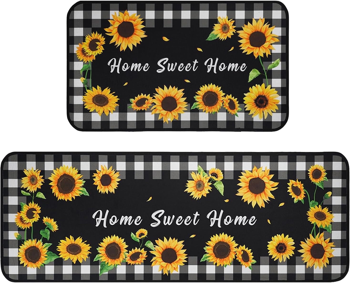 Sunflower Kitchen Rugs, Sunflower Decor for Kitchen, Black and White ...