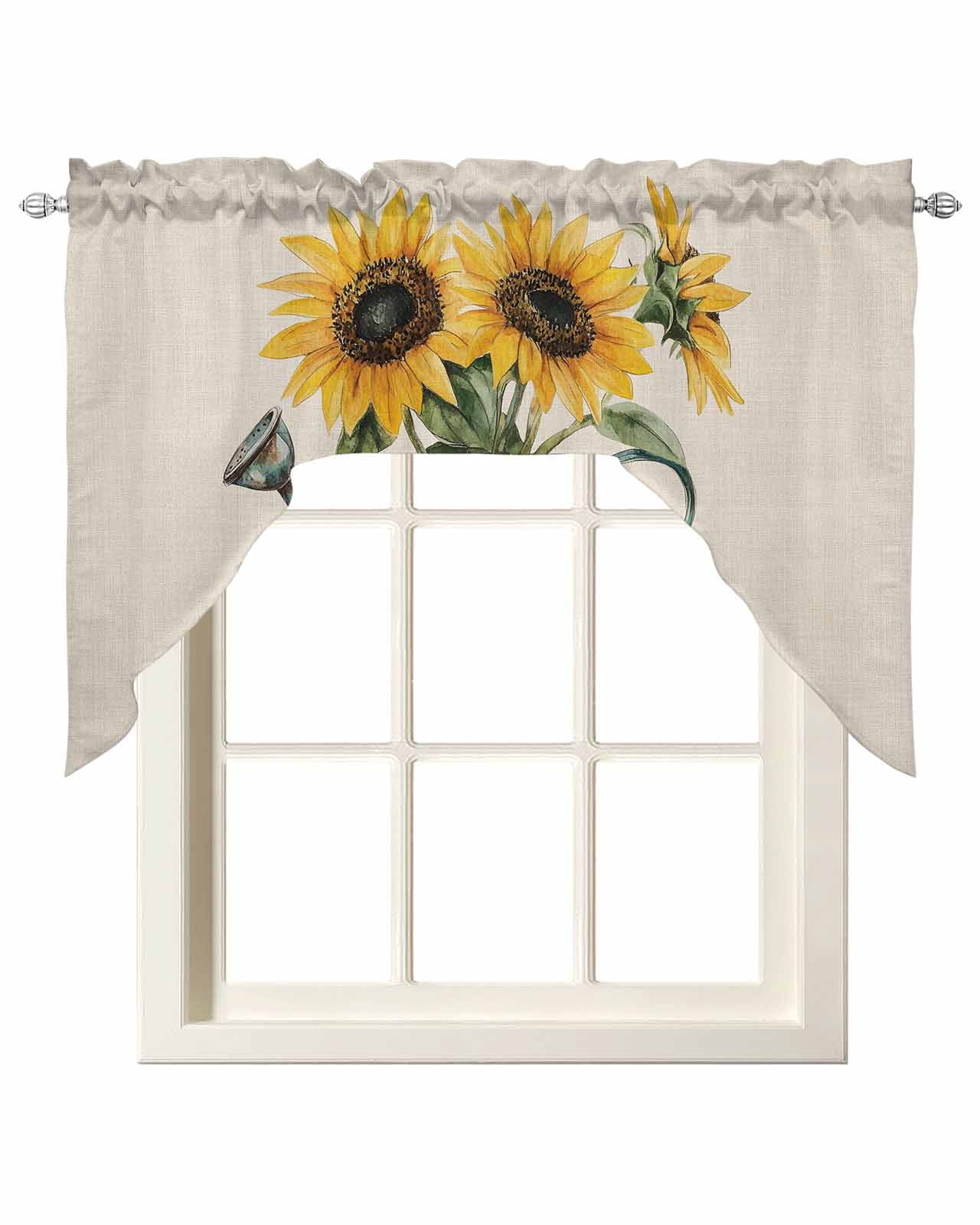 Sunflower Kitchen Swag Valances for Windows, Hello Summer Farmhouse ...
