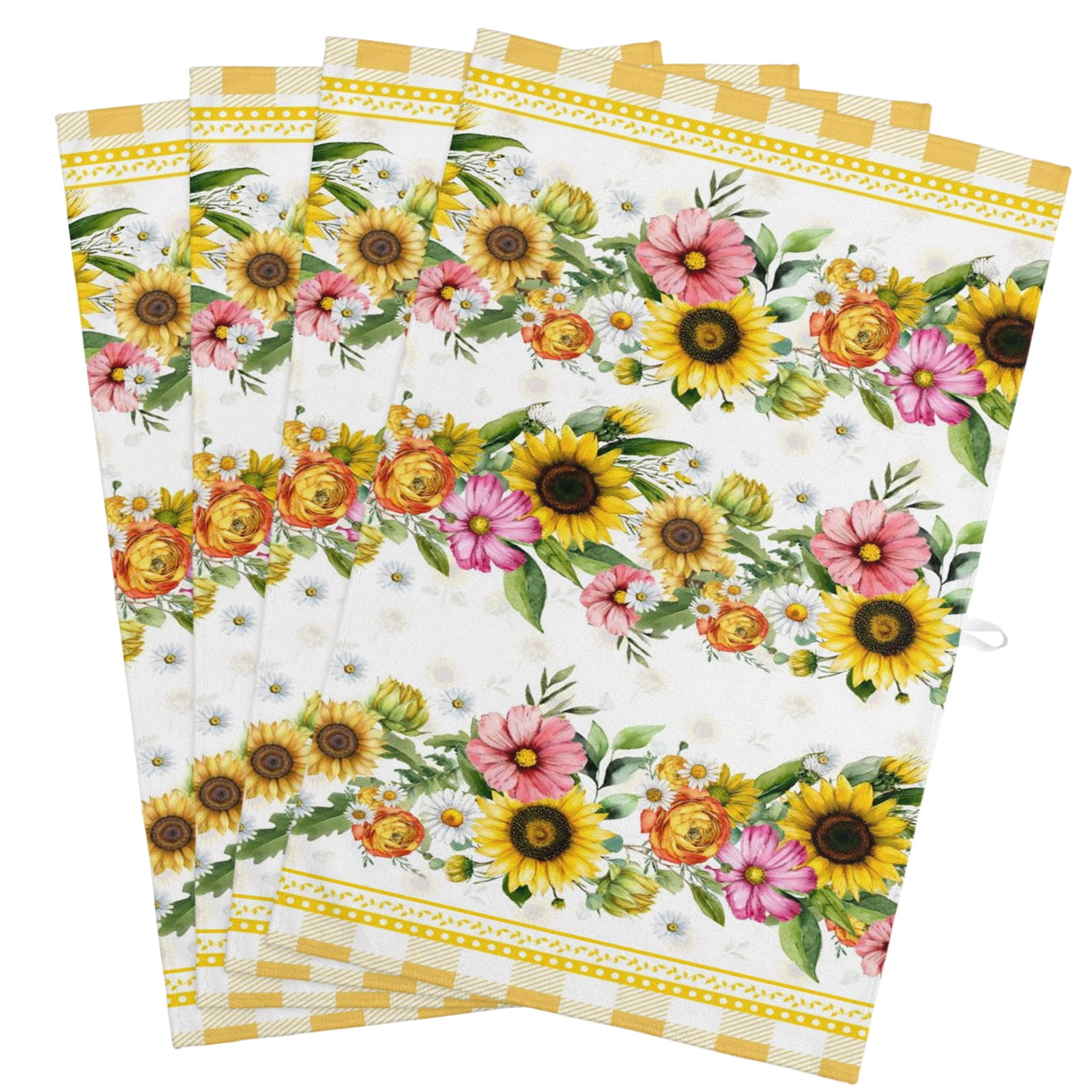 Sunflower Kitchen Towels, Absorbent Microfiber Kitchen Dish Hand Tea ...