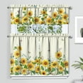 Sunflower Kitchen Valance Three Piece Set, Floral Rustic Farmhouse ...