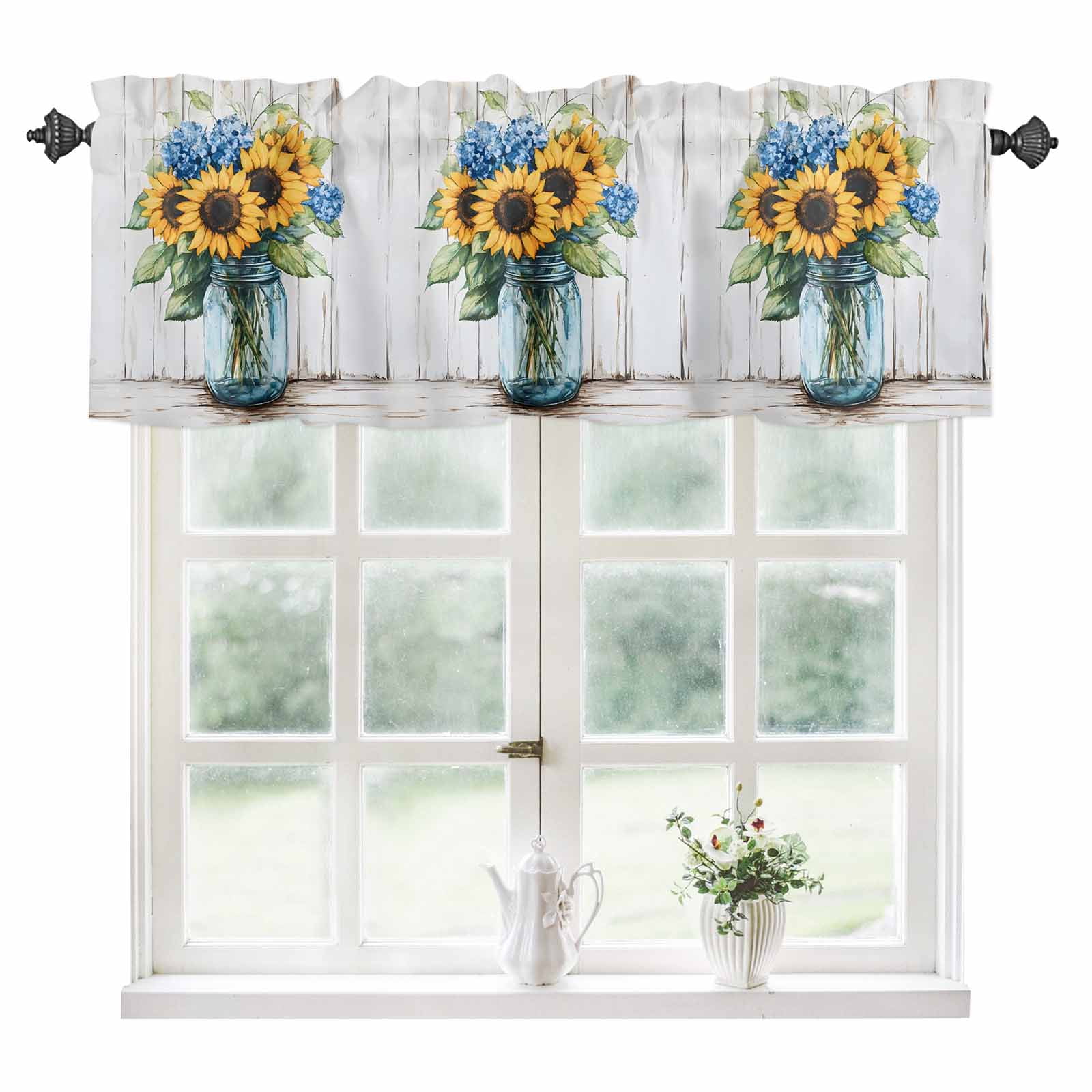 Sunflower Kitchen Valances for Windows 60x18 Inch Kitchen Curtains ...