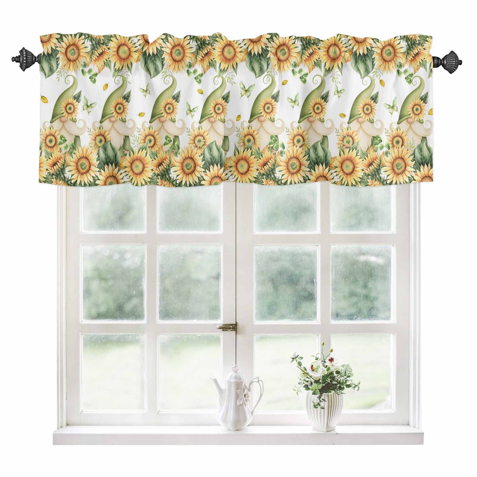 Sunflower Kitchen Valances for Windows 60x18 Inch Kitchen Curtains ...