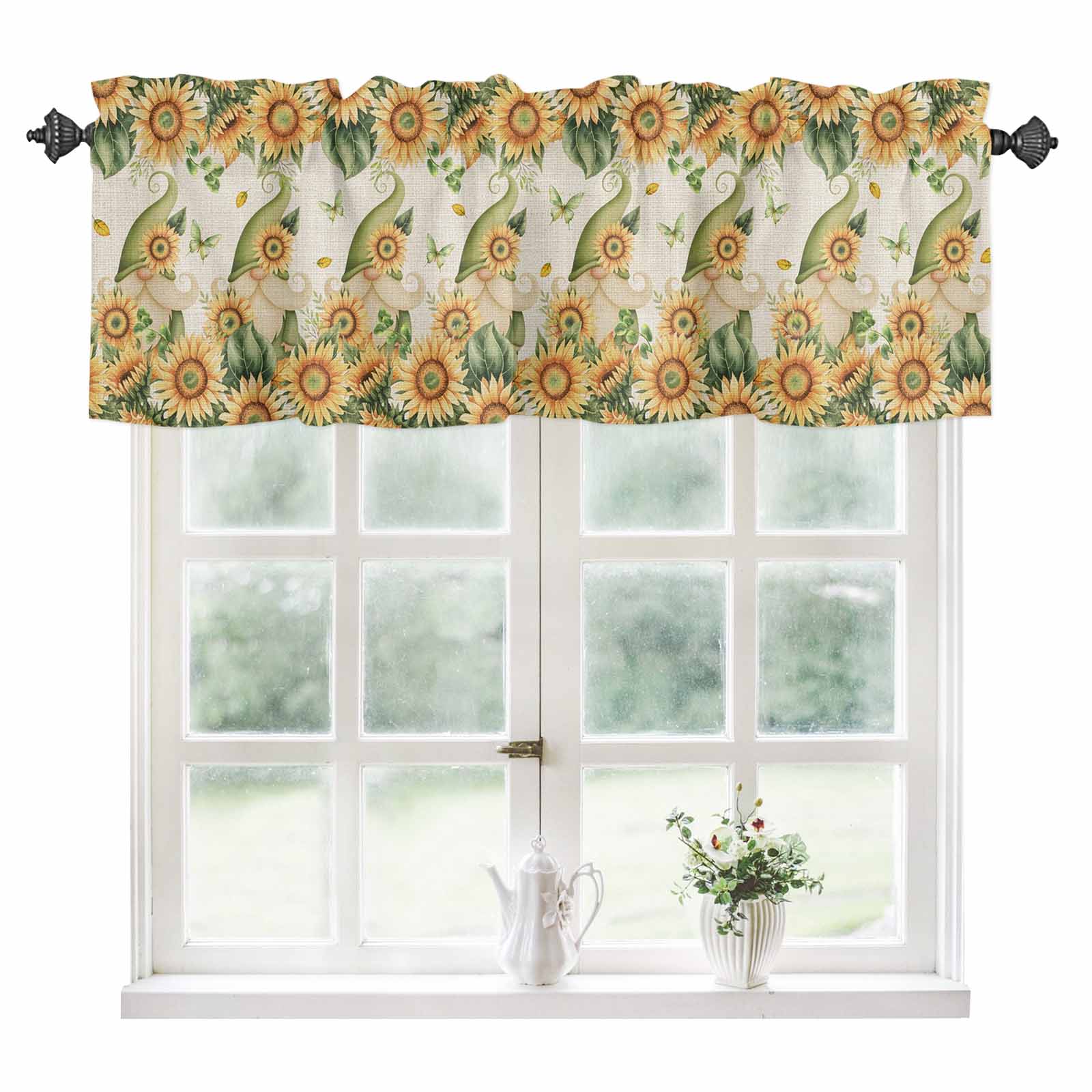 Sunflower Kitchen Valances for Windows 60x18 Inch Kitchen Curtains ...