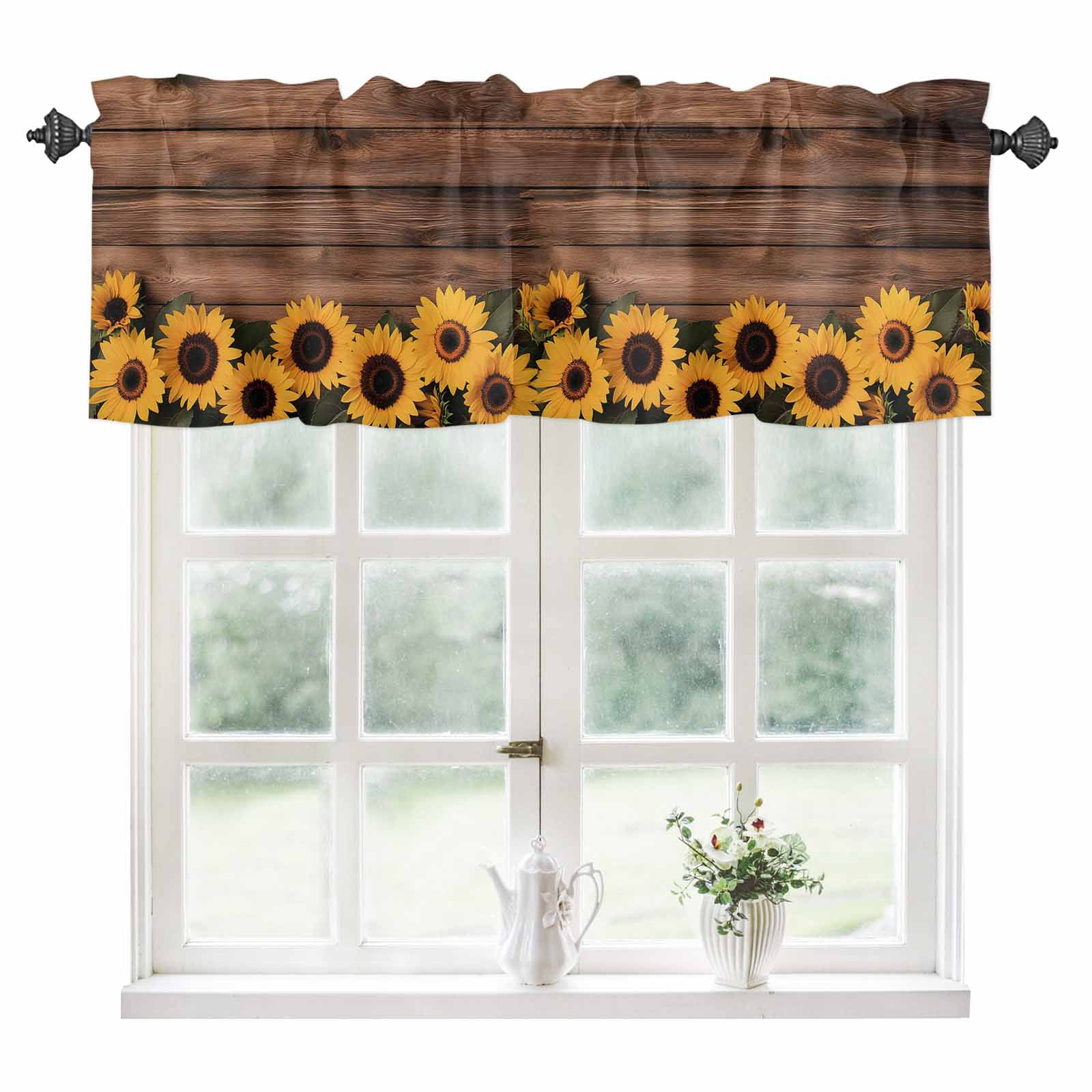 Sunflower Kitchen Valances for Windows 60x18 Inch Kitchen Curtains ...