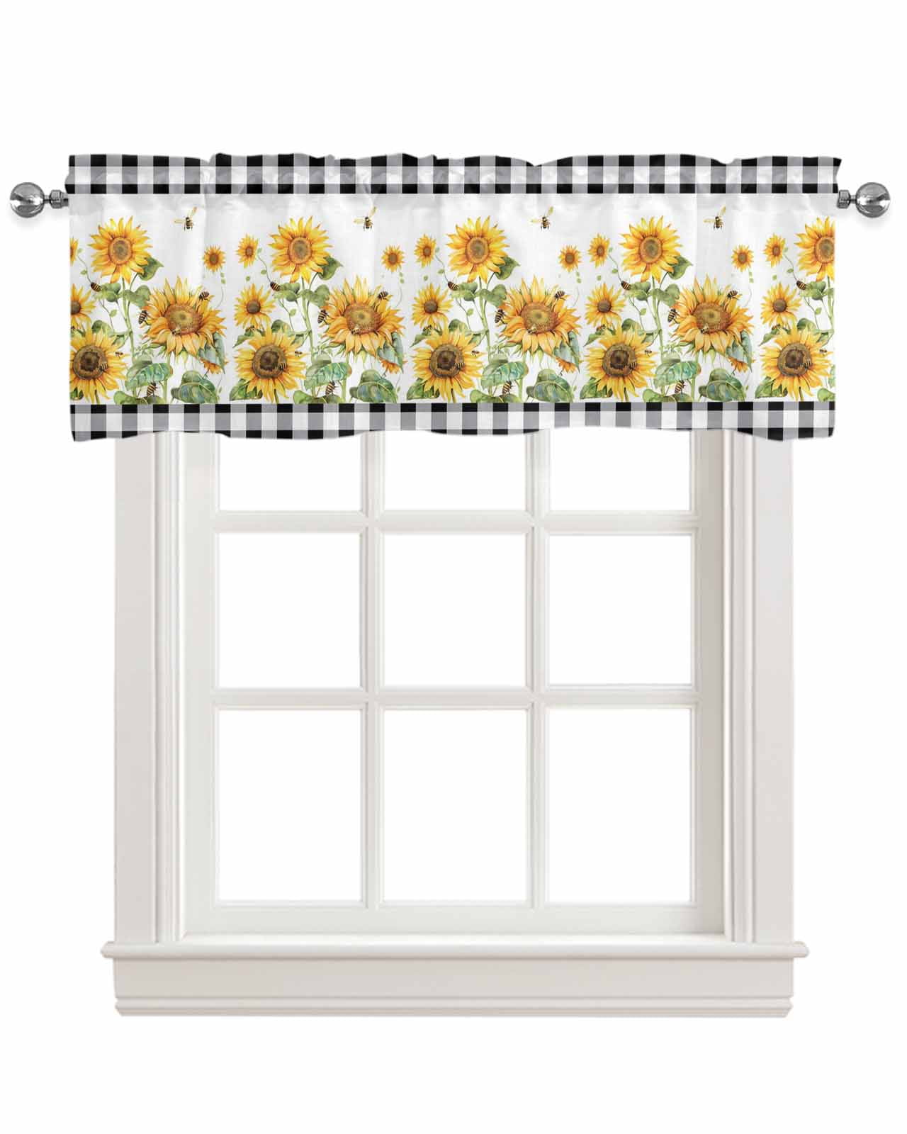 Sunflower Kitchen Valances for Windows Farmhouse Linen Window Valance ...