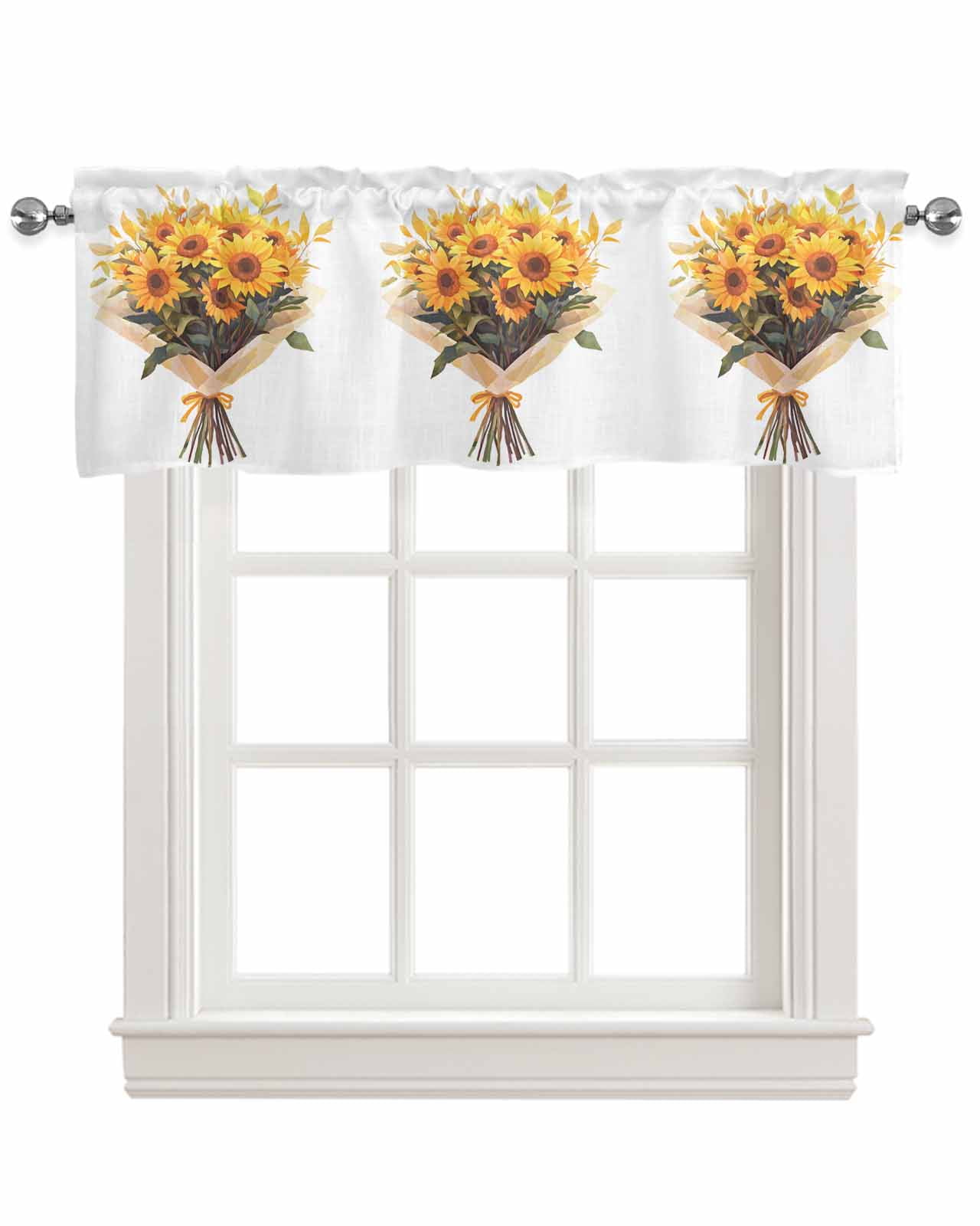 Sunflower Kitchen Valances for Windows Farmhouse Linen Window Valance ...