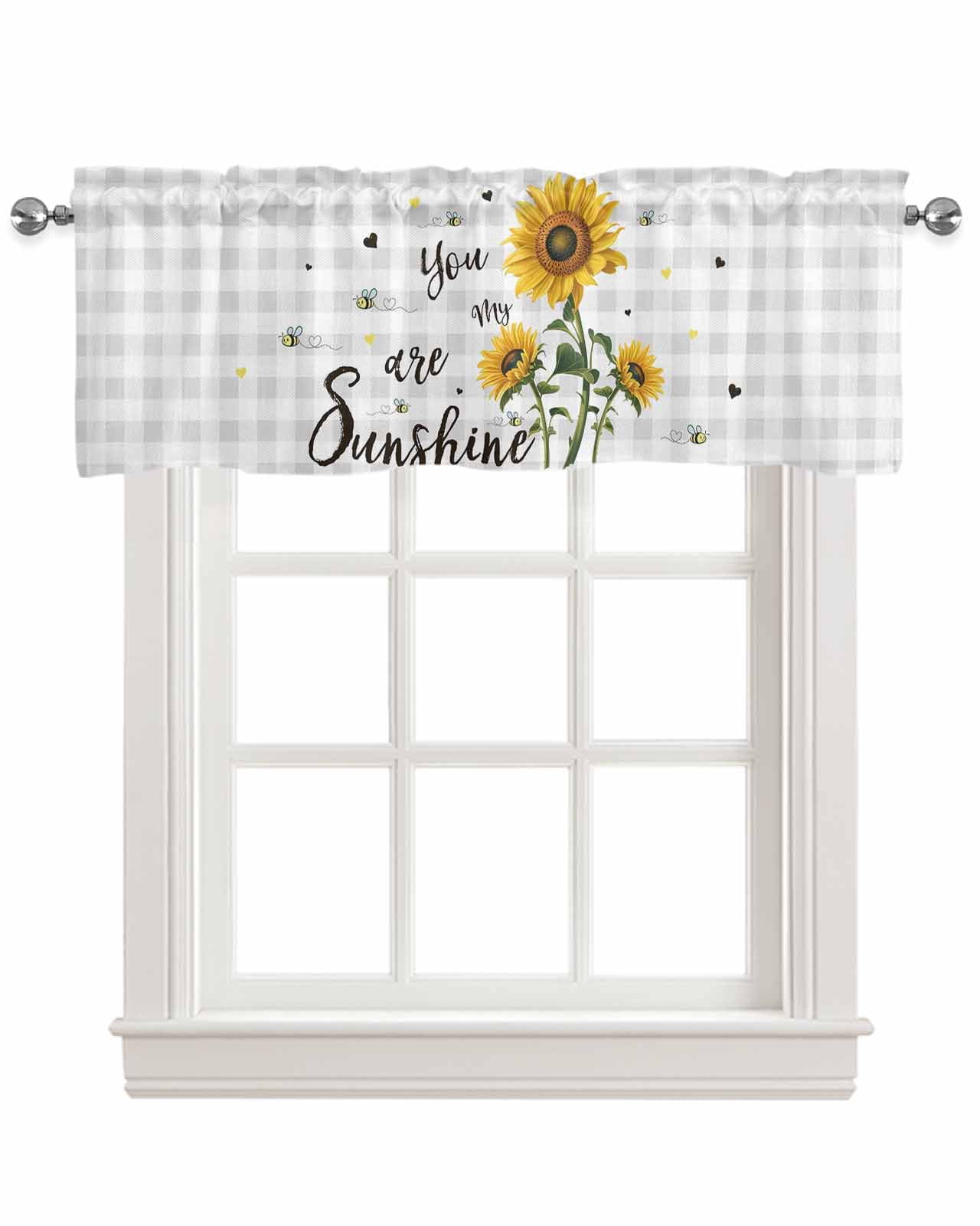 Sunflower Kitchen Valances for Windows Farmhouse Linen Window Valance ...