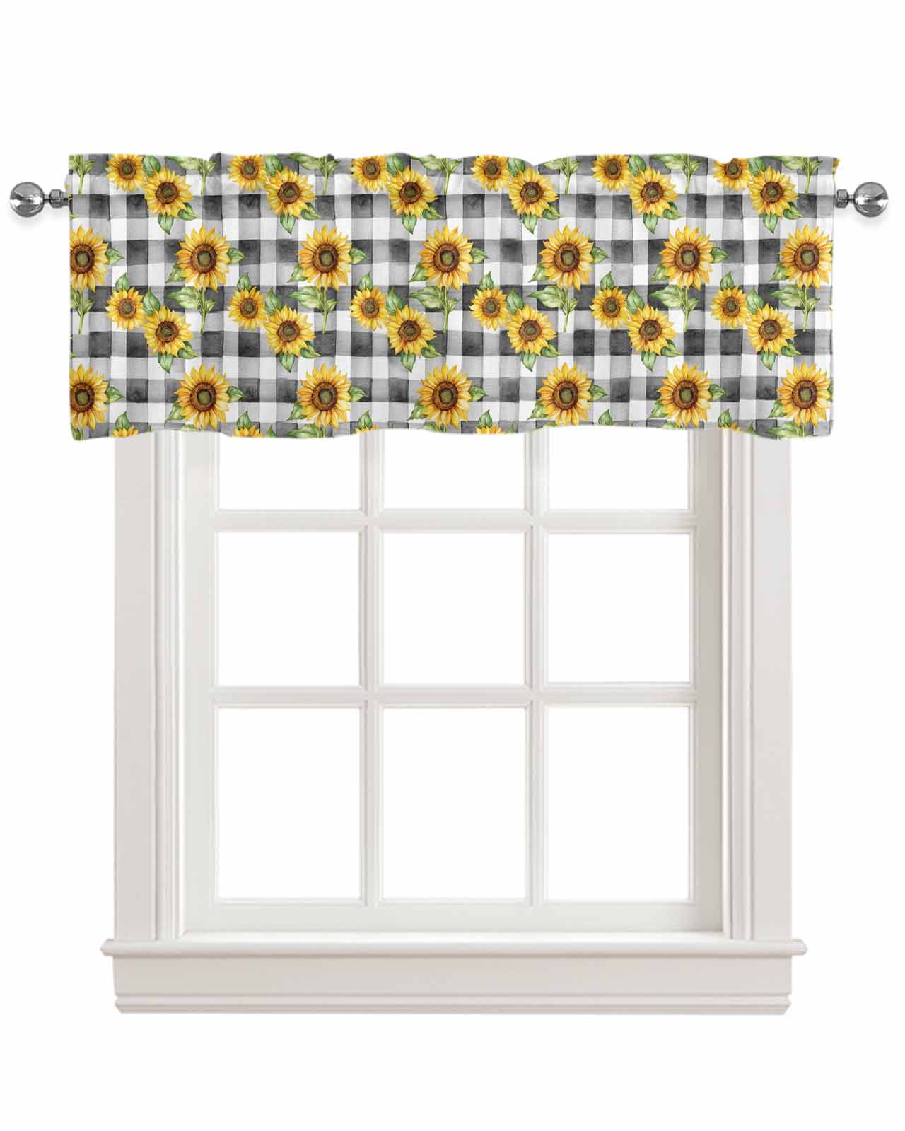 Sunflower Kitchen Valances for Windows Farmhouse Linen Window Valance ...